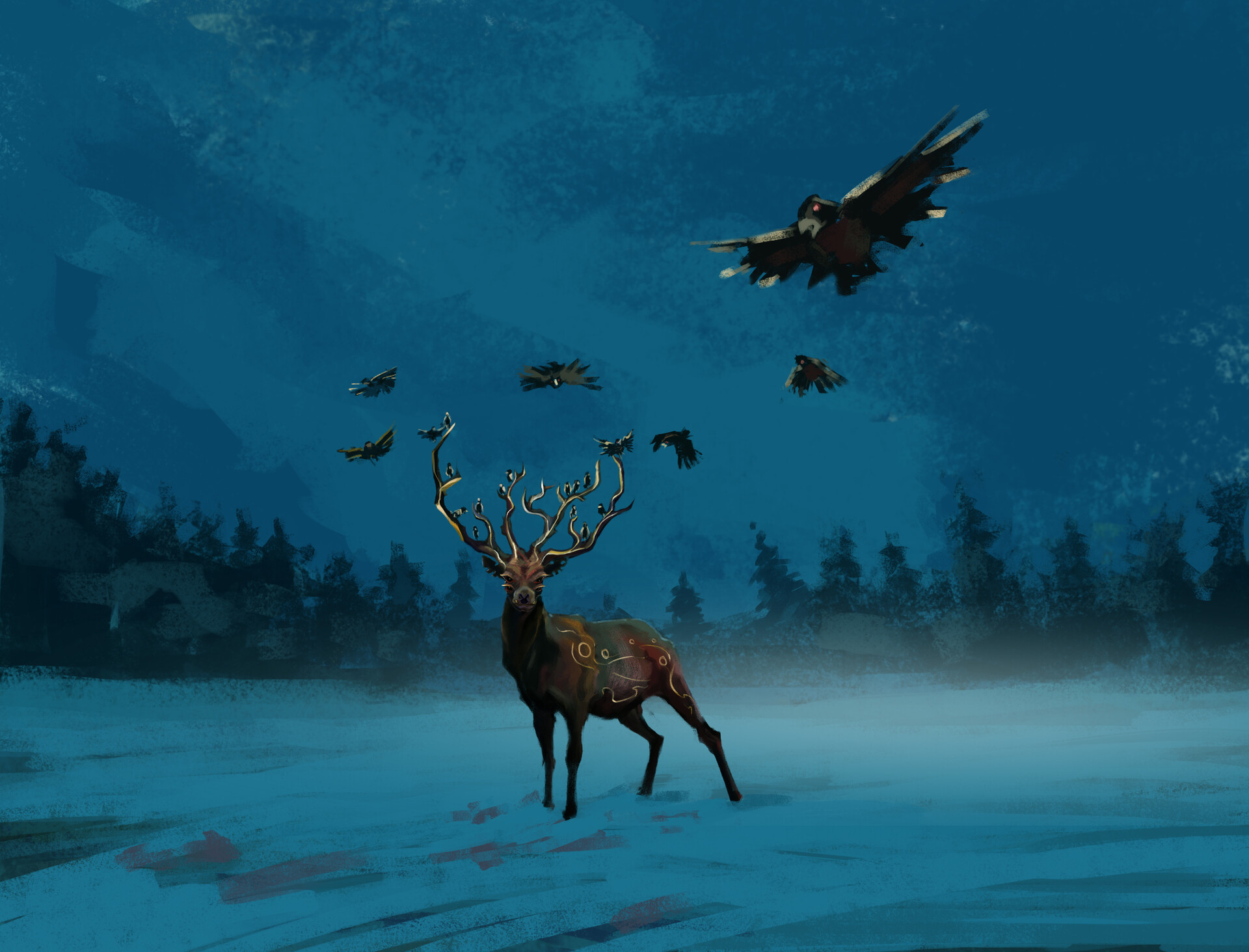 ArtStation - The Golden Stag- Harbinger of Death