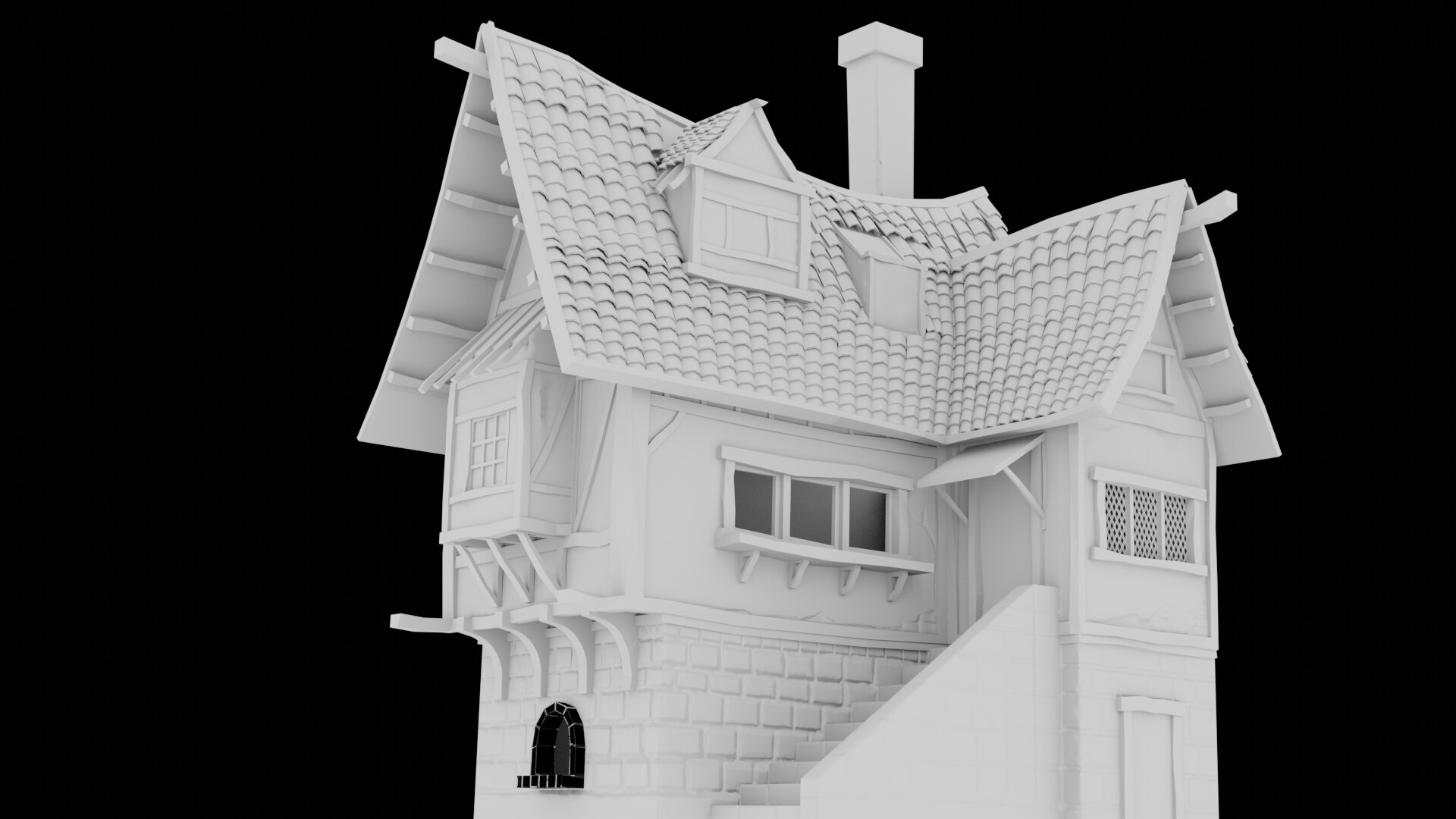 ArtStation - AO render of 3d model of a house