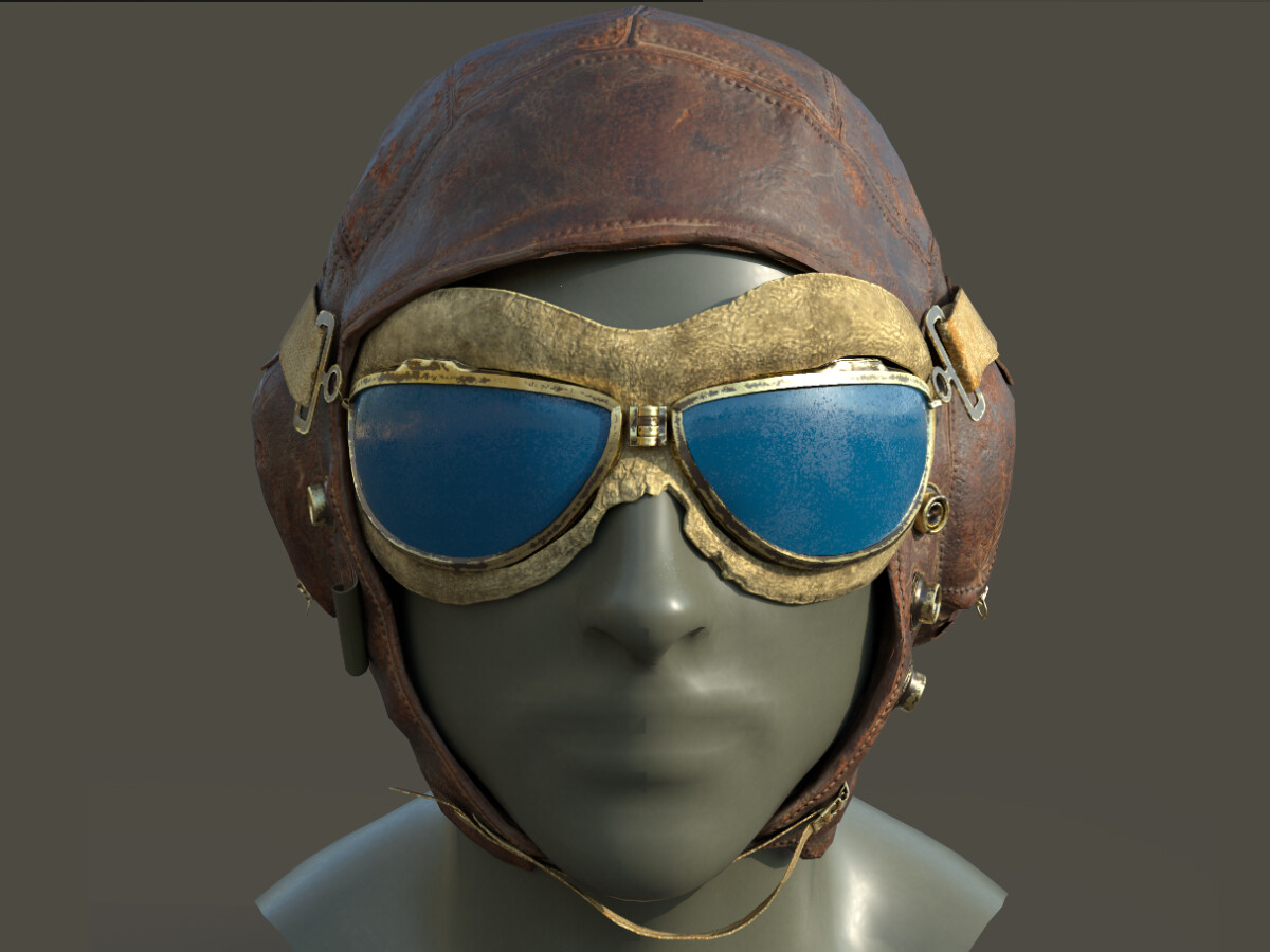 ArtStation - WW2 Leather Flying_Helmet Textured