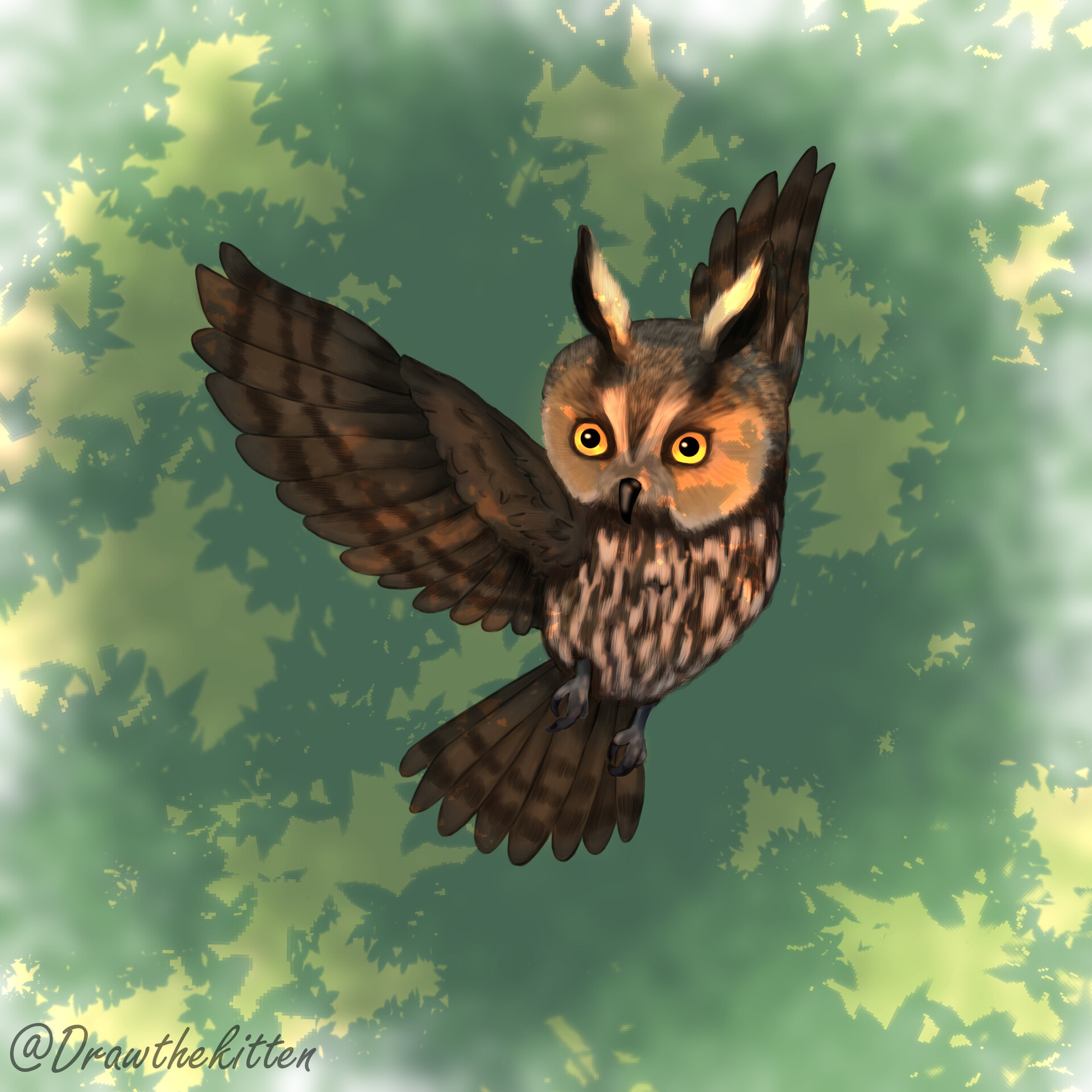 ArtStation - Digital painting of an owl