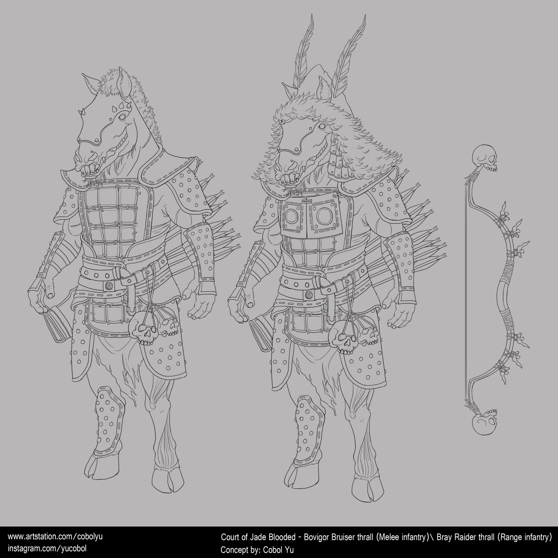 Cobol Yu - Warhammer Jade Blooded concept art: Eastern Beastmen thralls