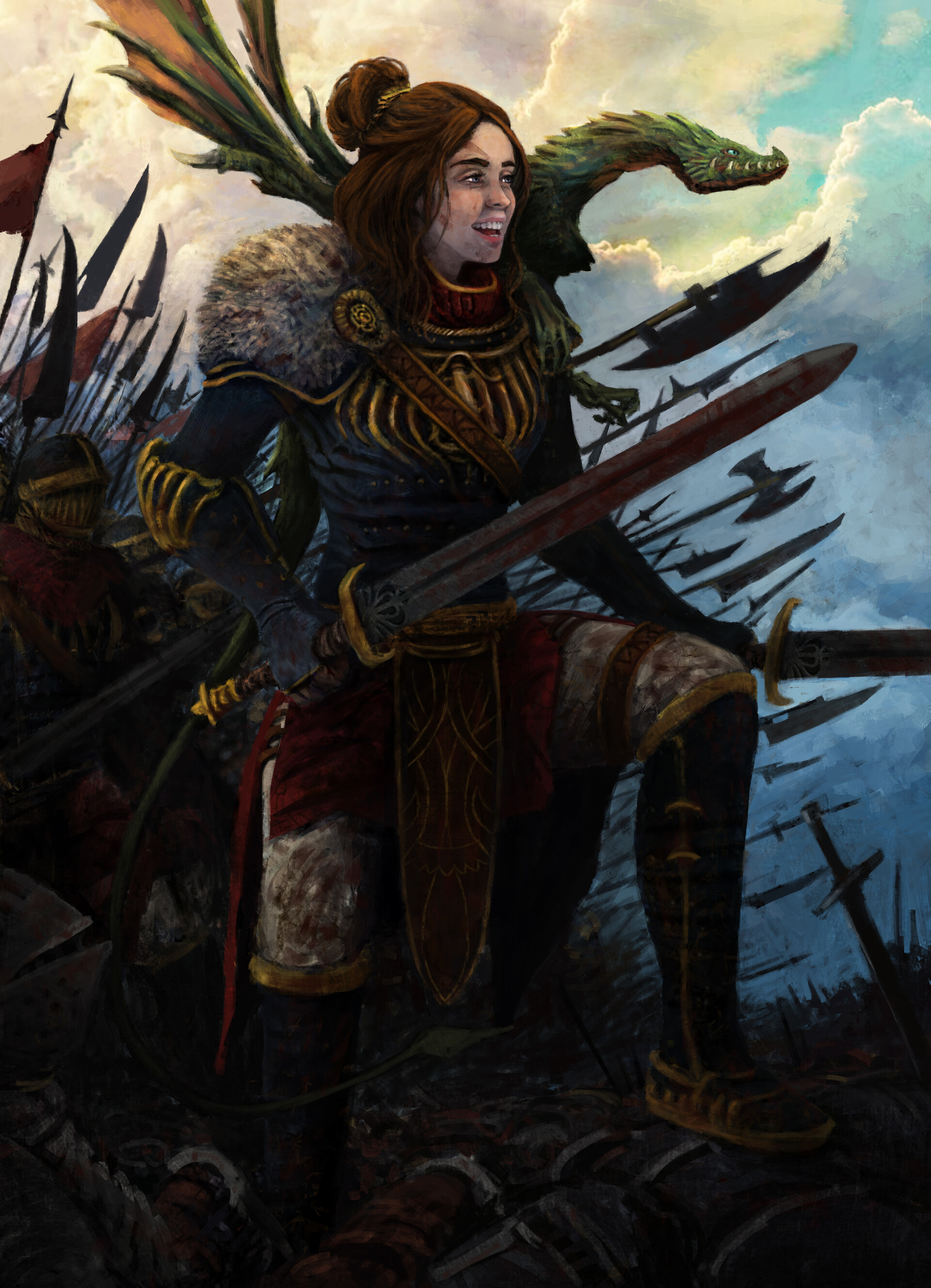 ArtStation - woman warrior in battle