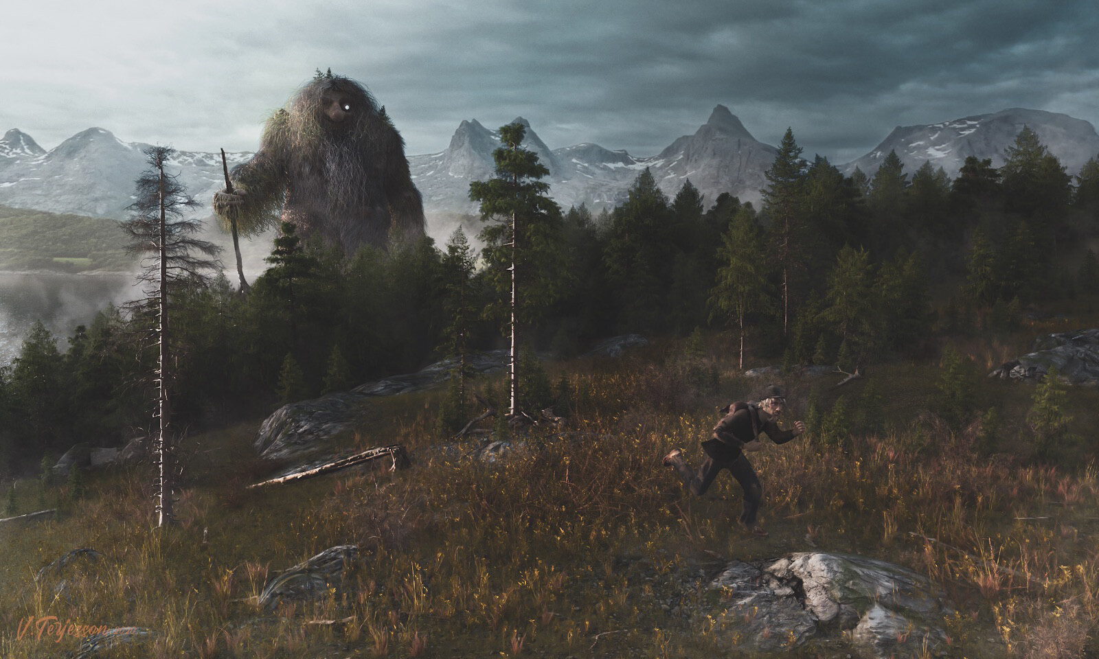 ArtStation - Askeladden and the troll (on the run)