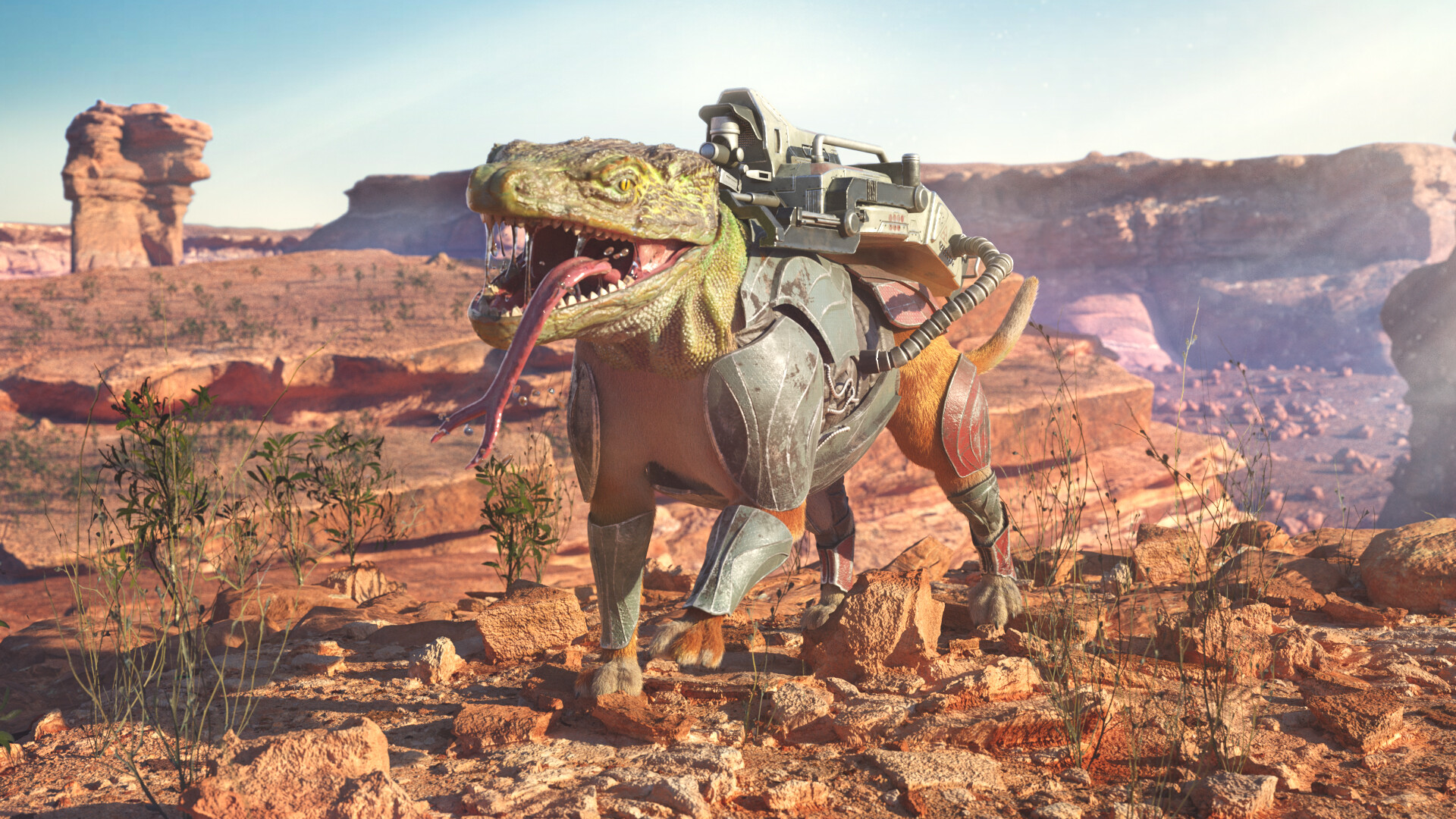 ArtStation - half dog, half lizard, half mech