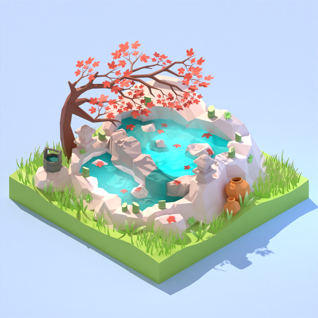 ArtStation - Low Poly Hot Spring