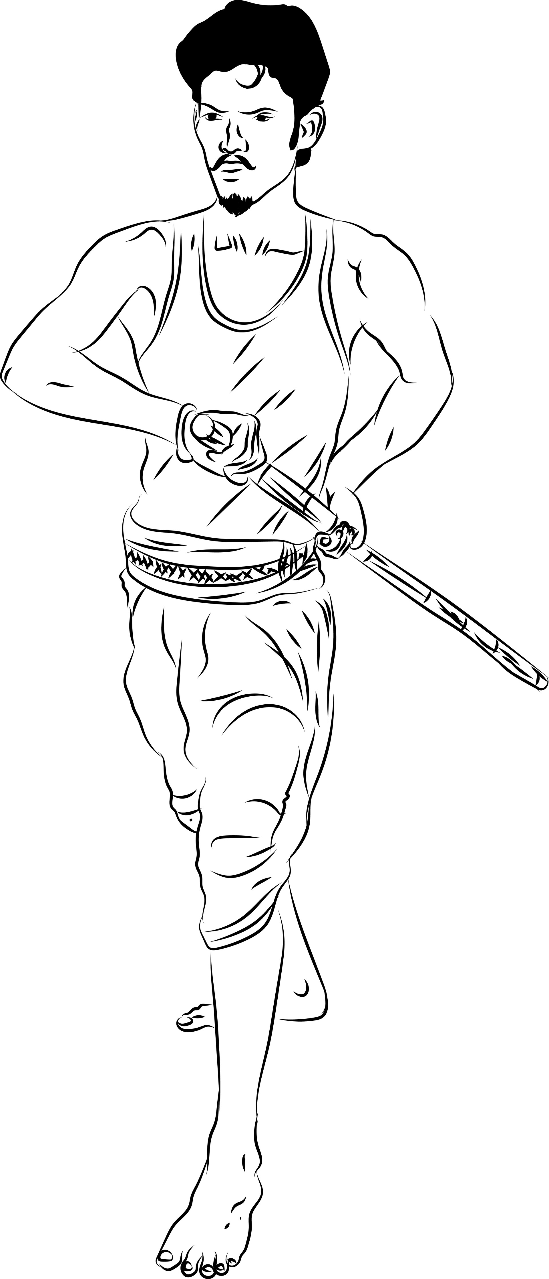 Sri Ram - Tamil Traditional Silambam Illustration