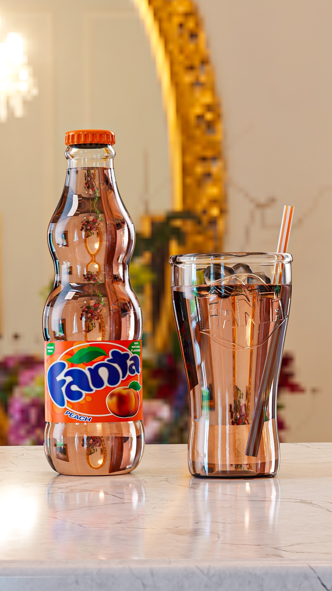 ArtStation - 3D Fanta Glass and Bottle Visualisation