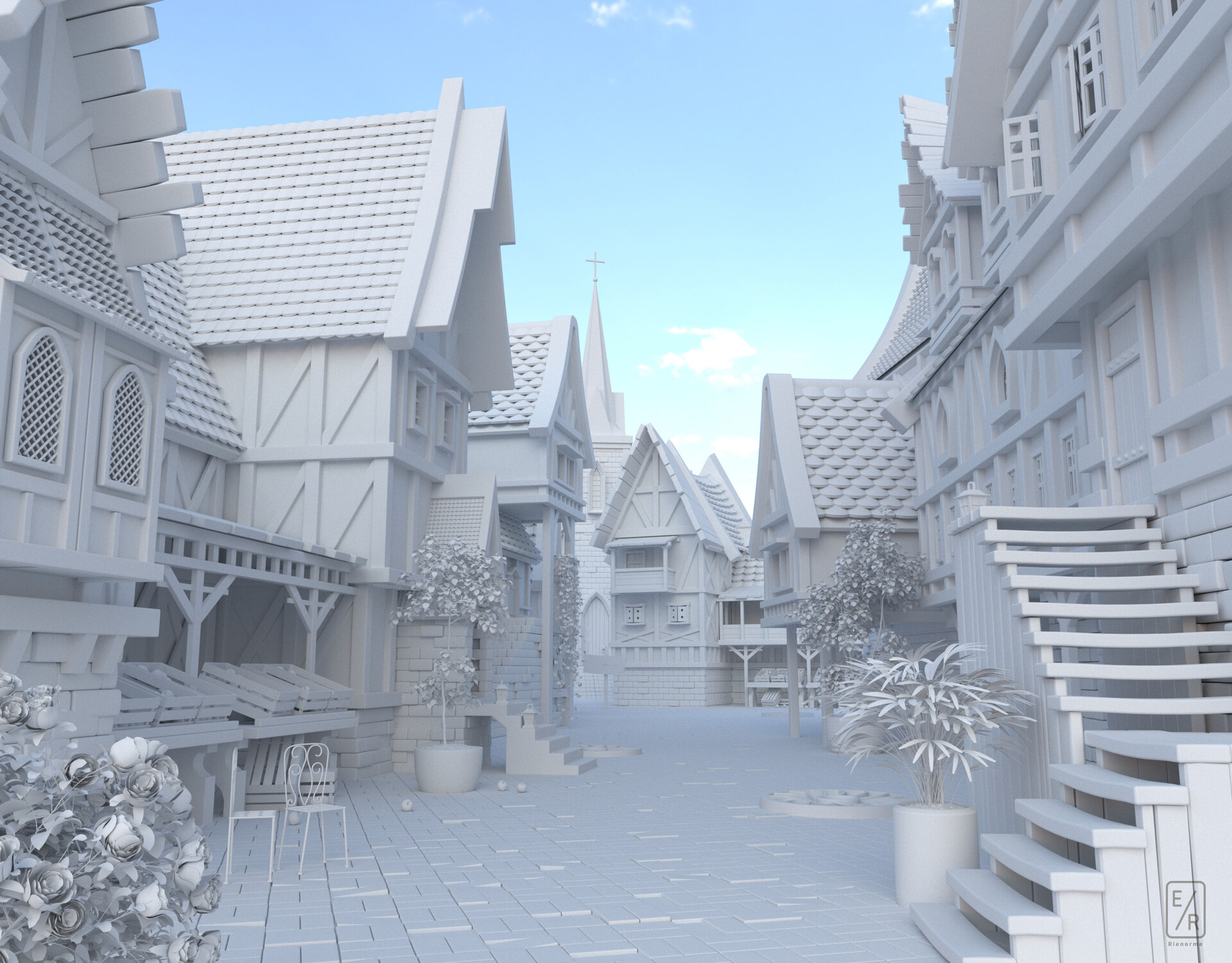 ArtStation - Stylized medieval street