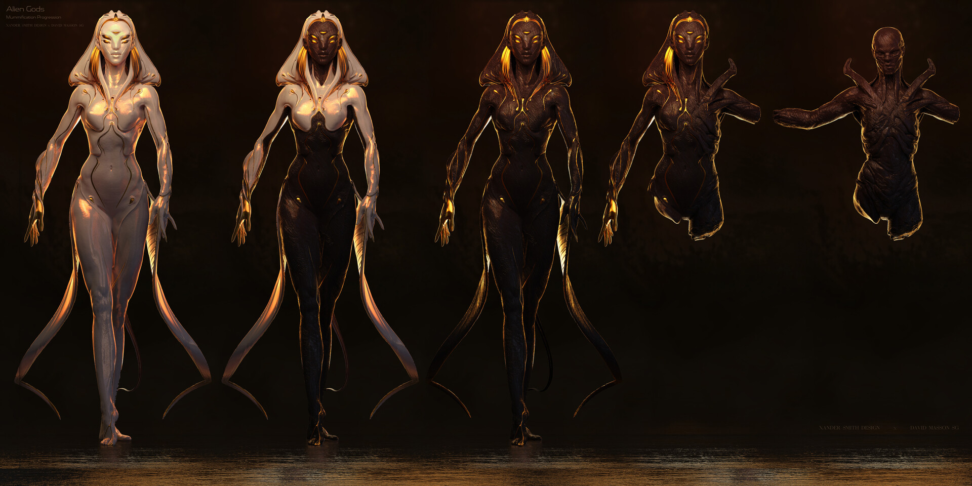ArtStation - 'Alien Gods' mummification progression concept