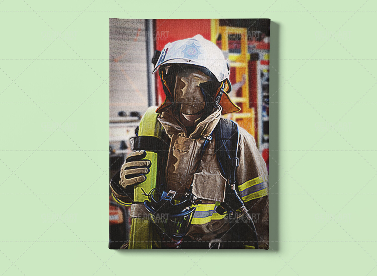 FurryFoto Studio - The Firefighter Portrait Template Design