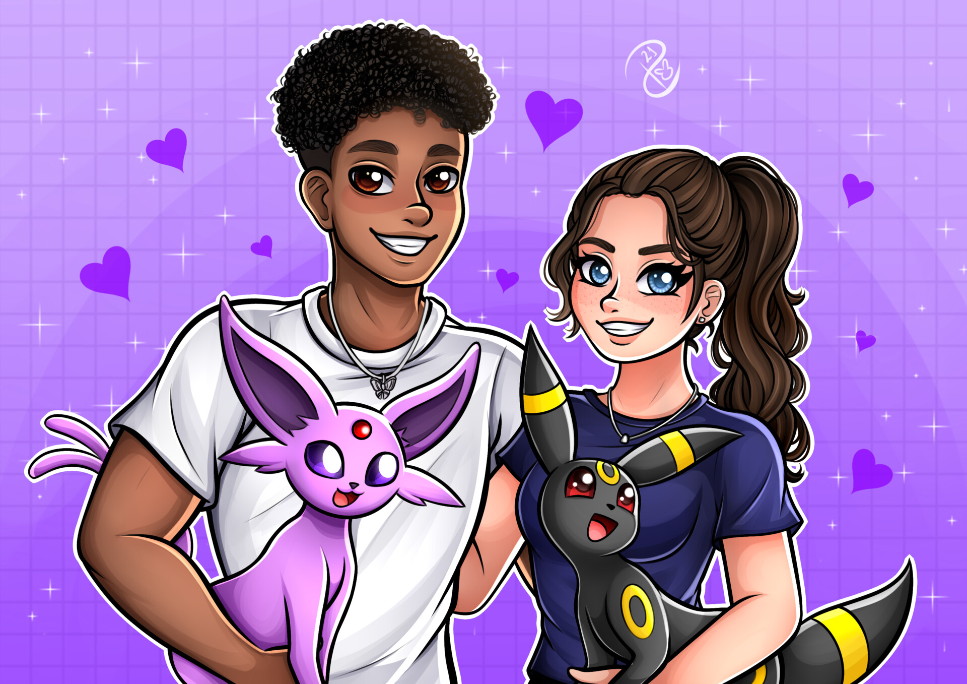 ArtStation - Pokemon Commision - Halfbody Couple Valentine's