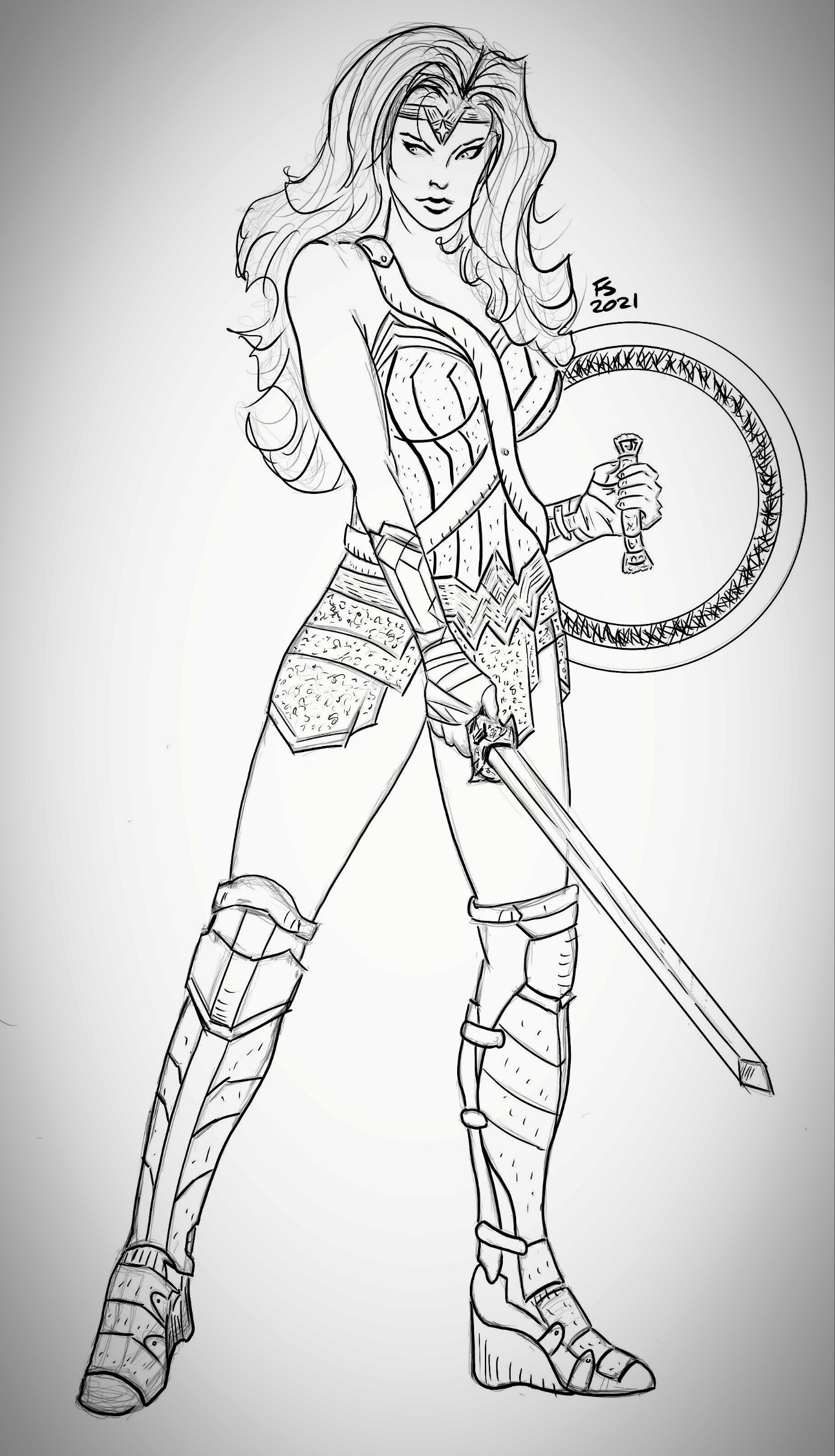 wonder woman coloring page easy