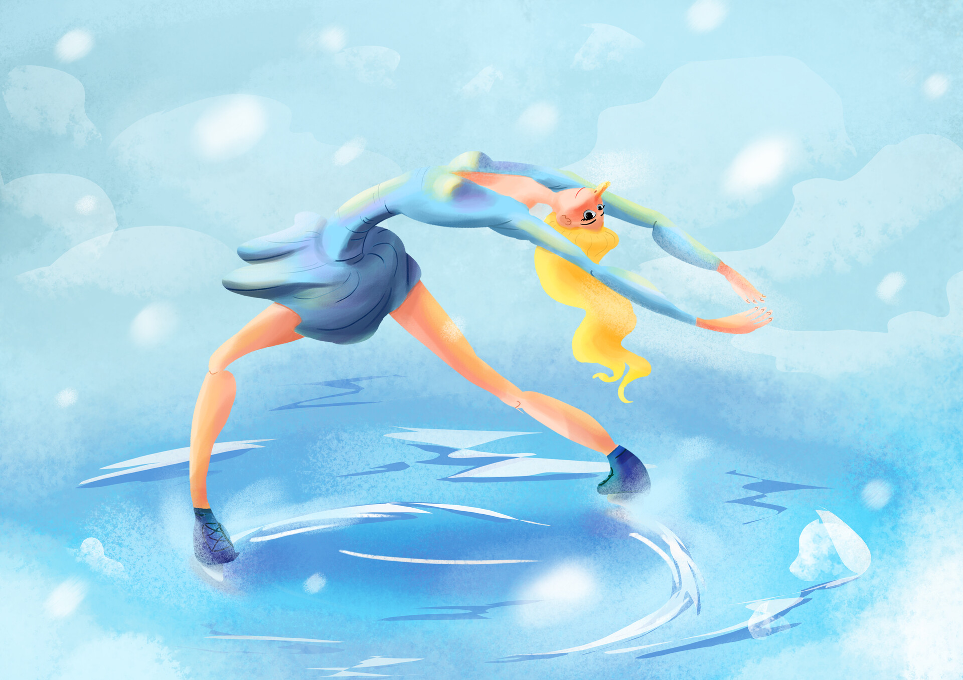 ArtStation - ice skating by the wind