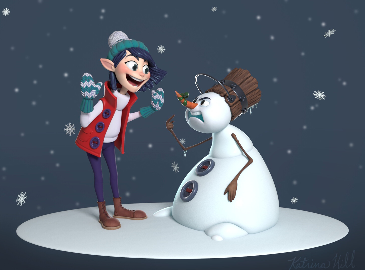 ArtStation - Grumpy Snowman