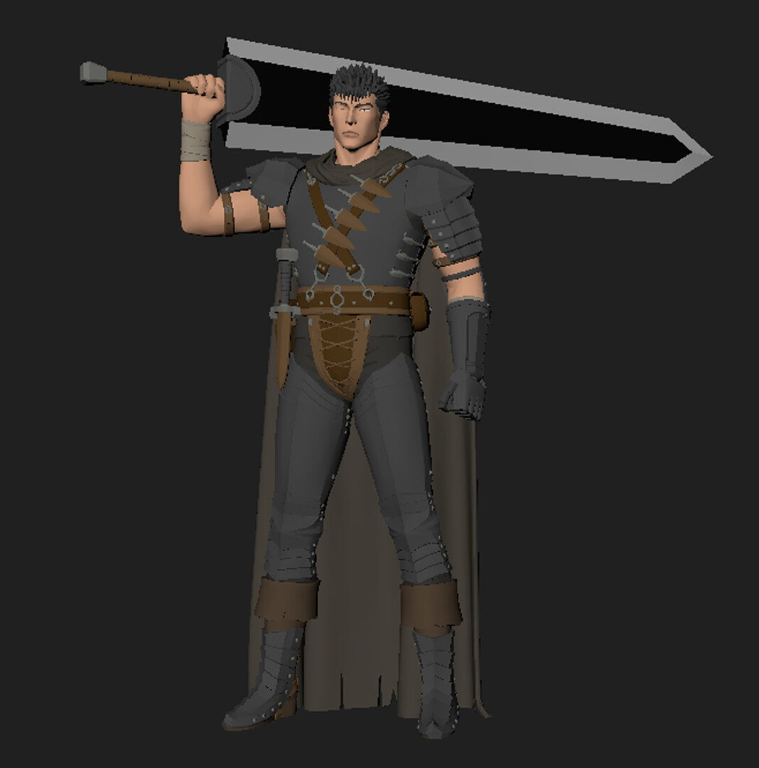 Trung Duy Nguyen - Berserk fanart - Guts - Manga/anime style rendering