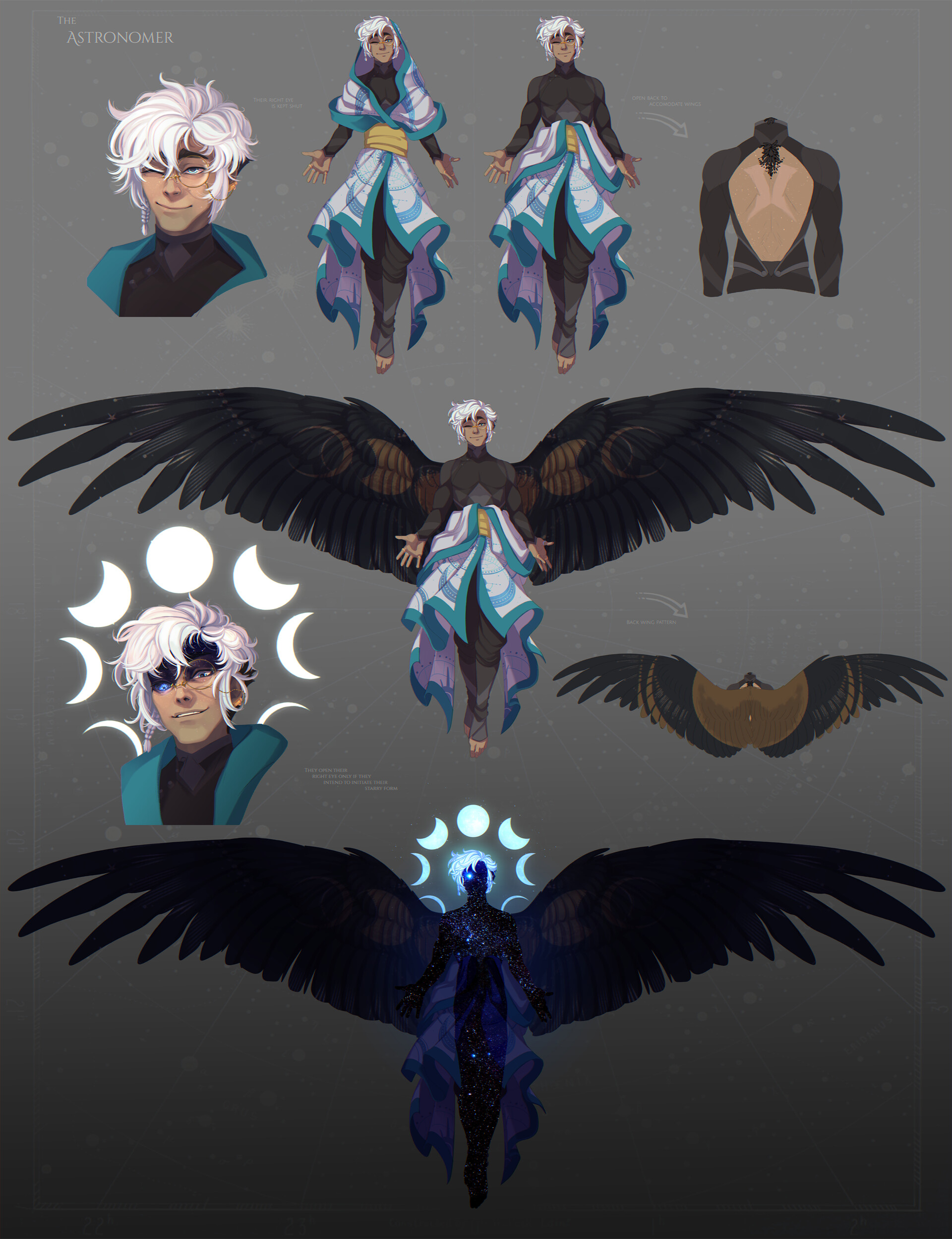 Mandy Dunkley - The Astronomer (DnD character design sheet)