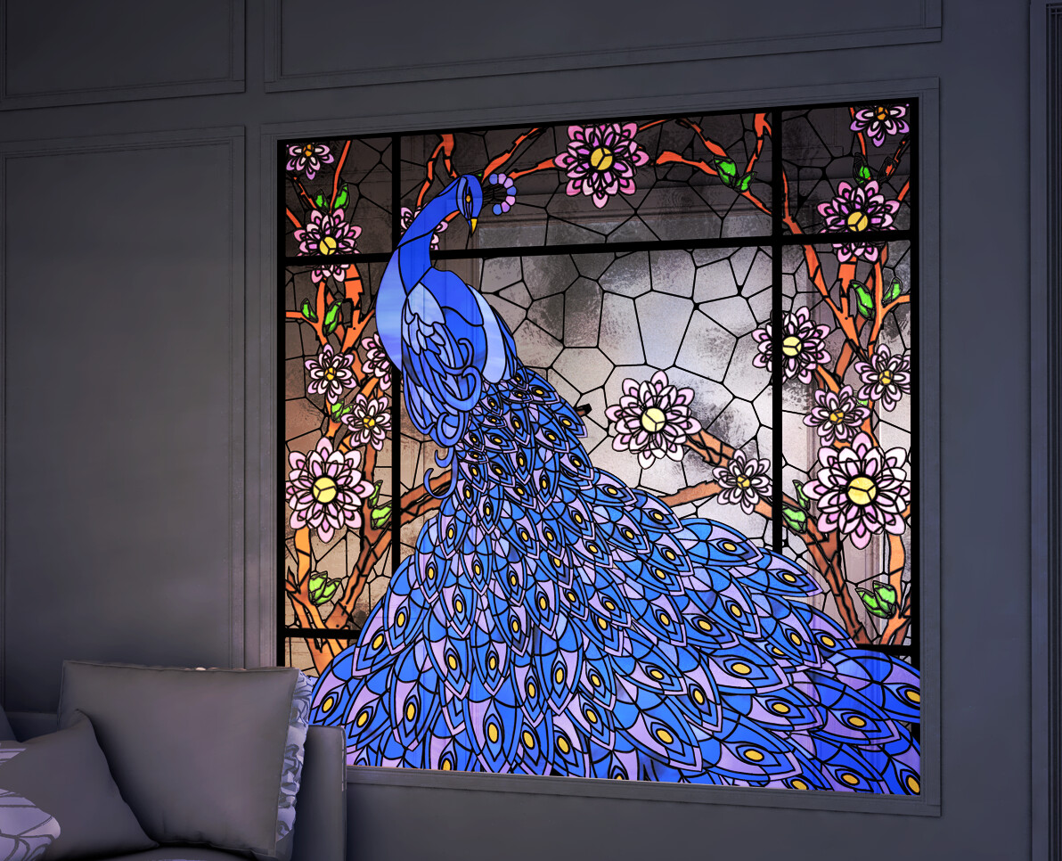 Manon Devaux - Peacock shaped stained glass