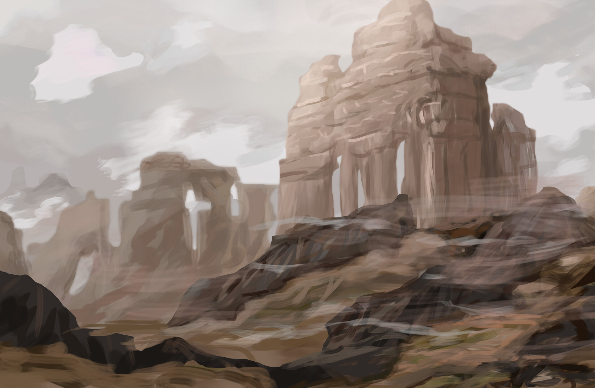 ArtStation - Environment Study Drawing - Ruins