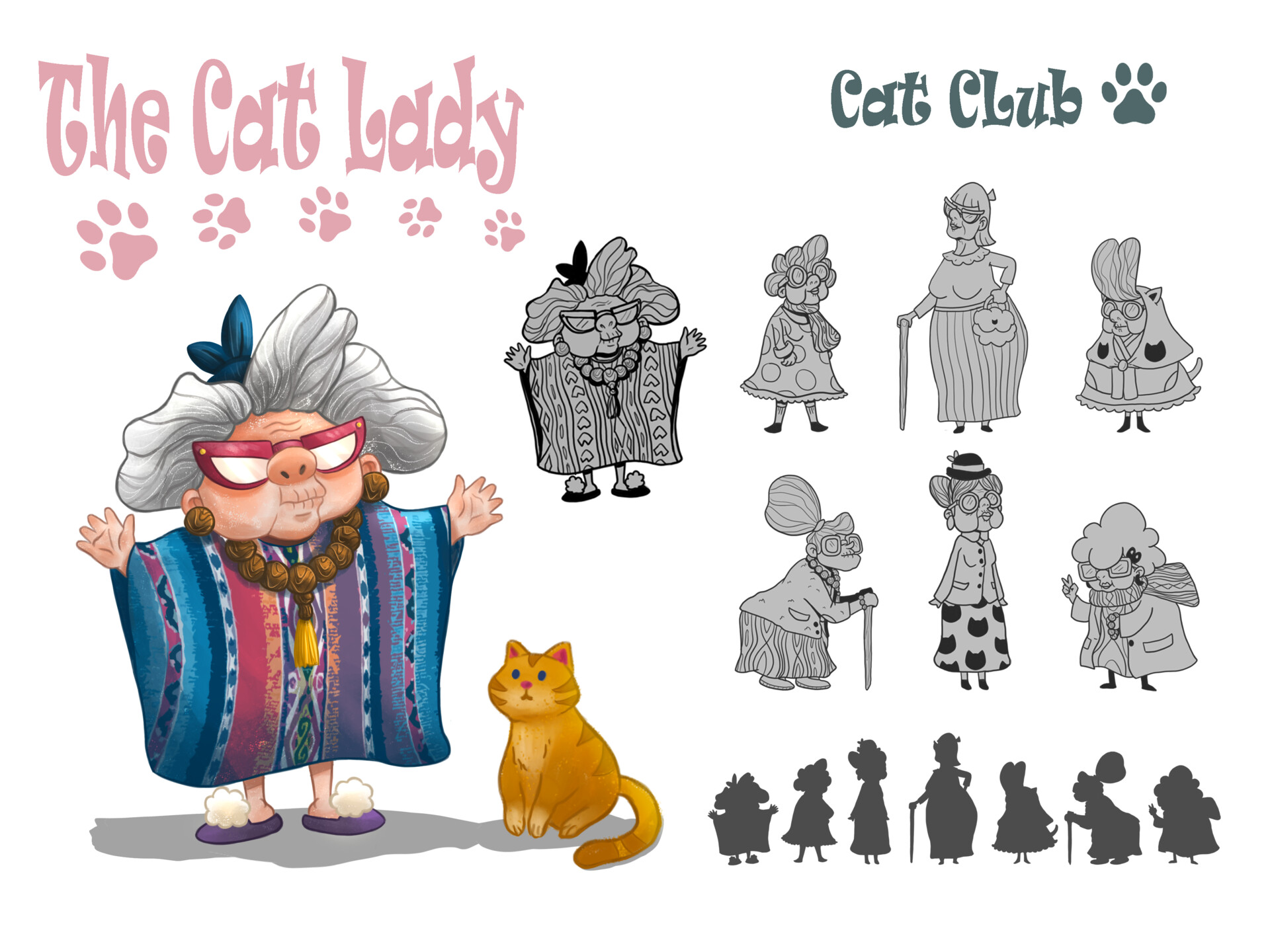Old Cat Lady Cartoon