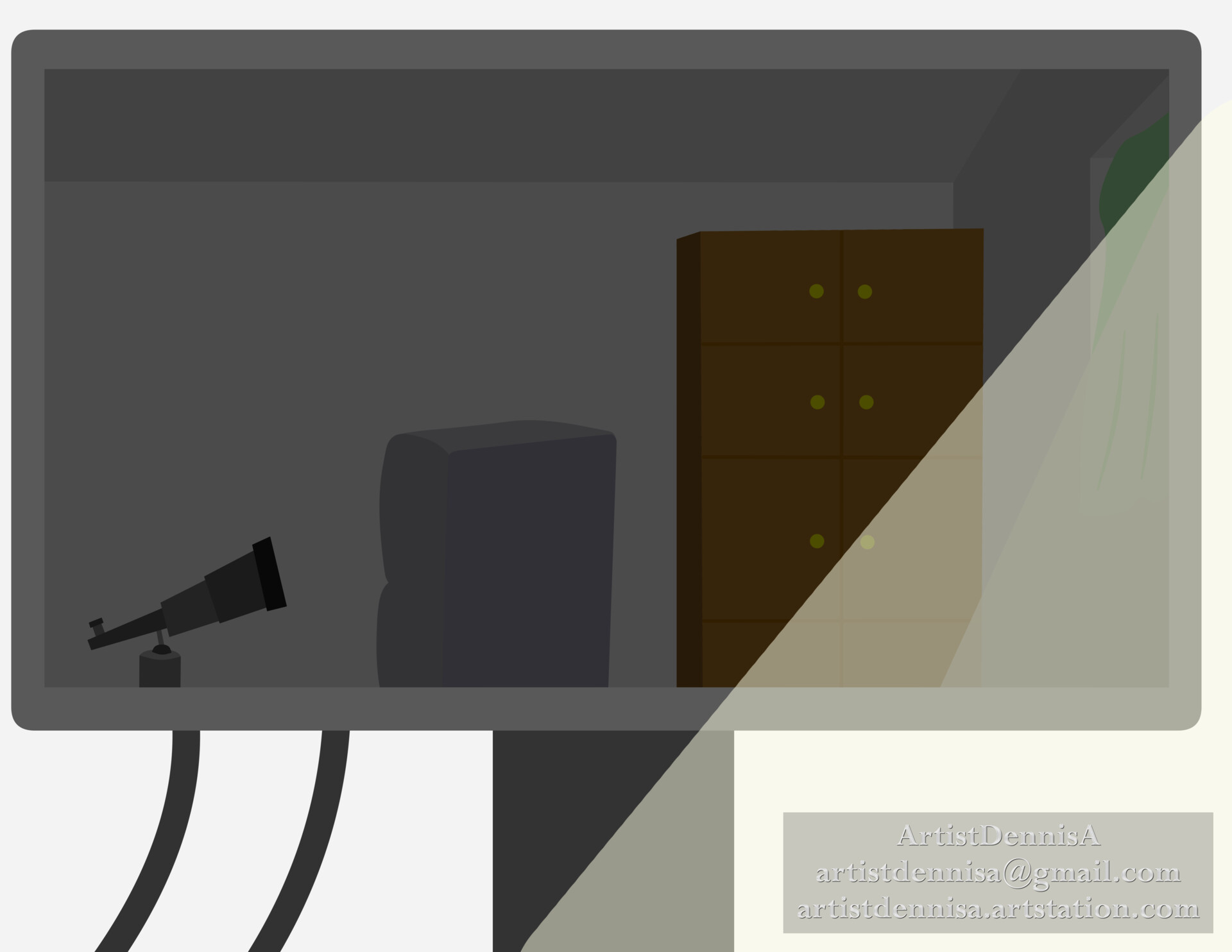 ArtStation - Illustration - Computer Reflection Of Room