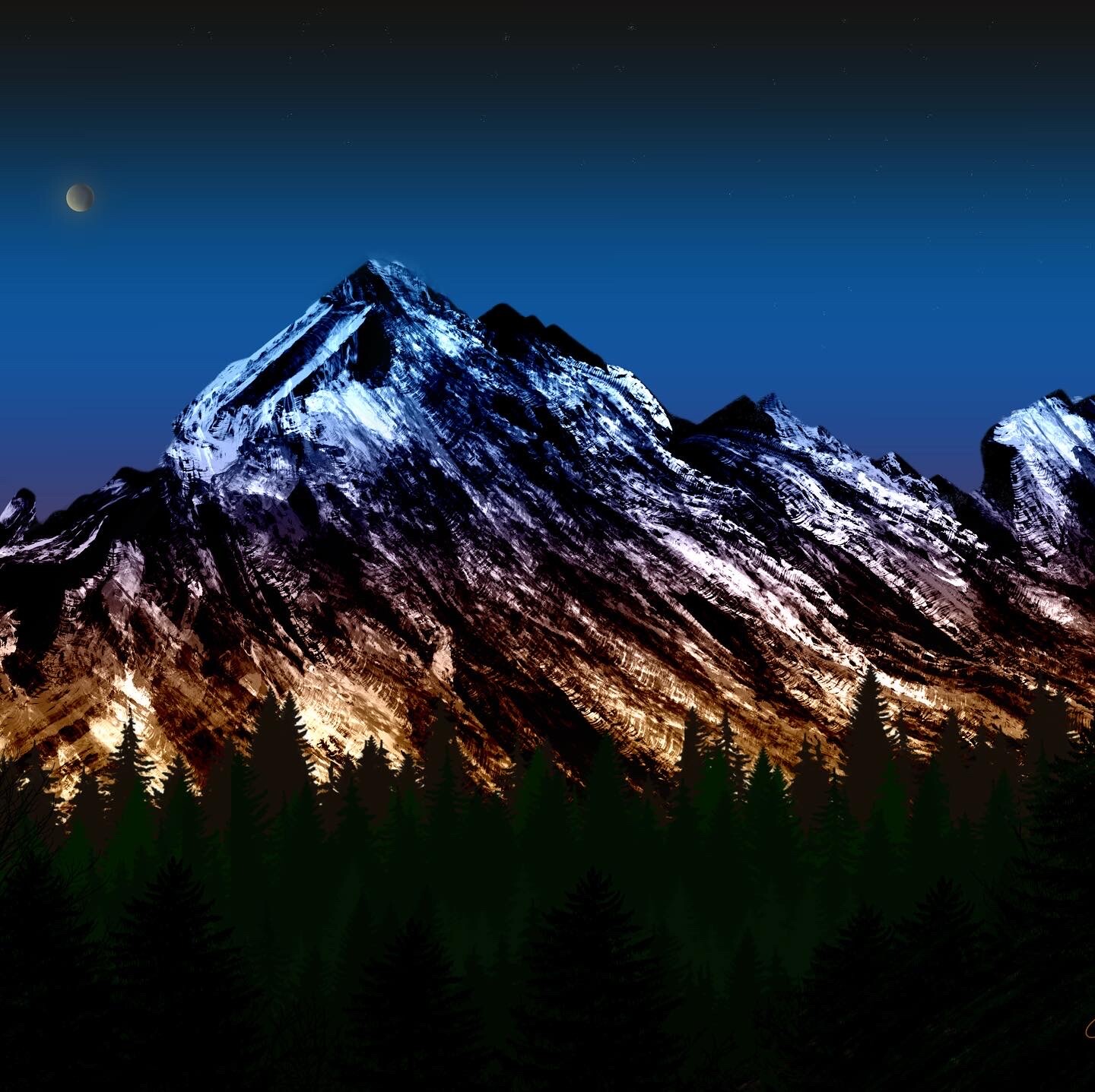 ArtStation - Evening Mountainscape