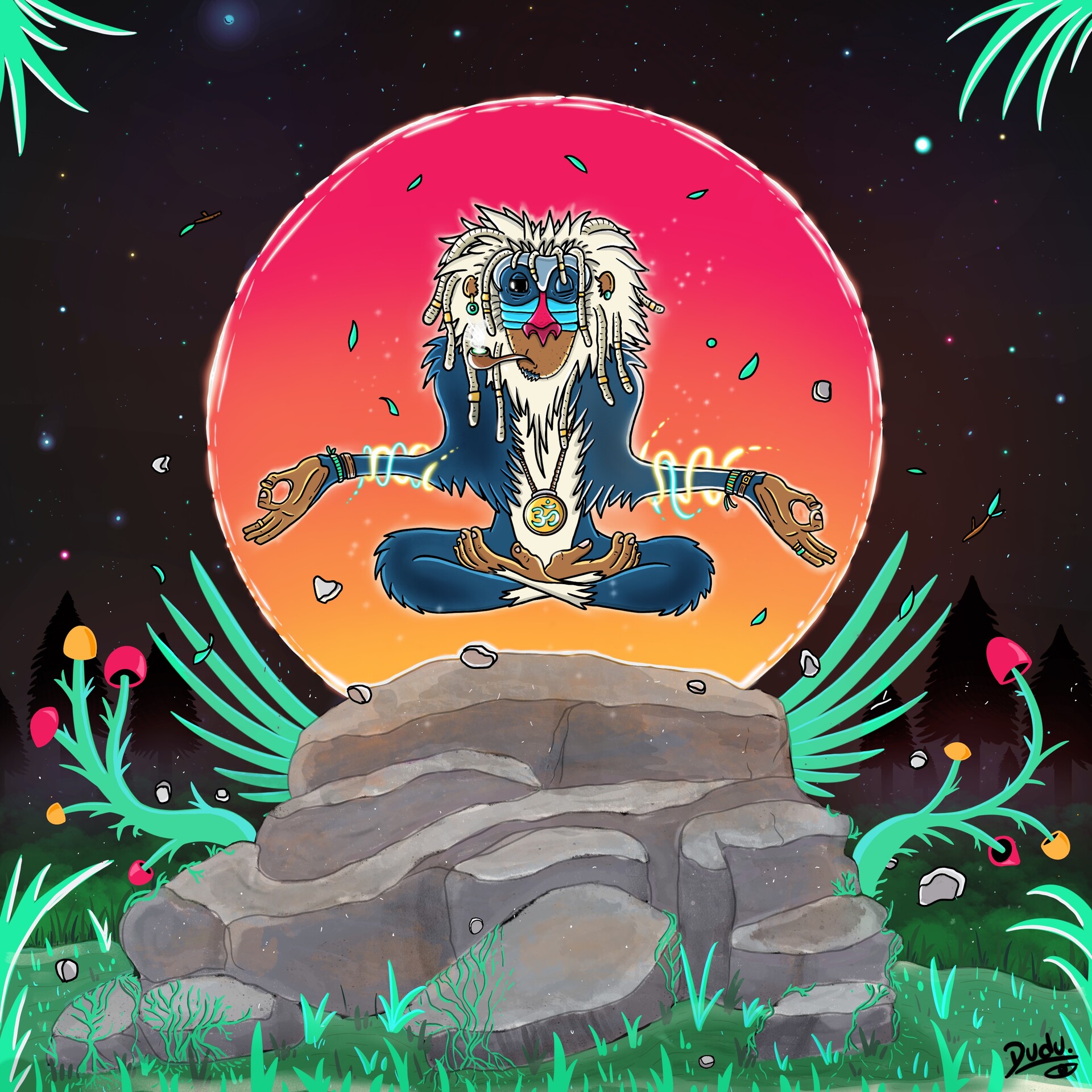 Rafiki Meditating Black And White