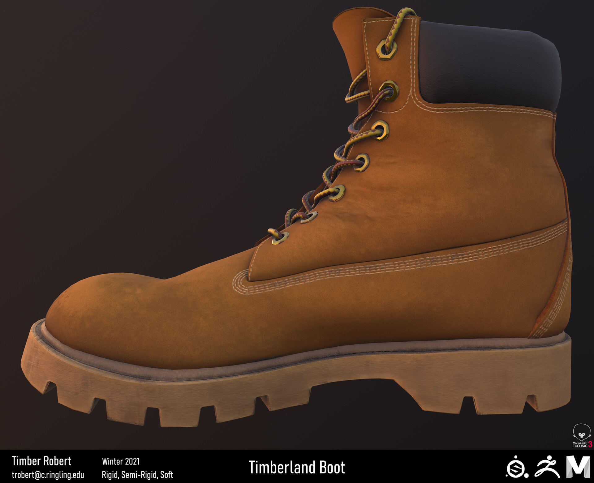 Timber Robert - Timberland Boot 3D Model - Rigid, Semi-Rigid, Soft Body ...