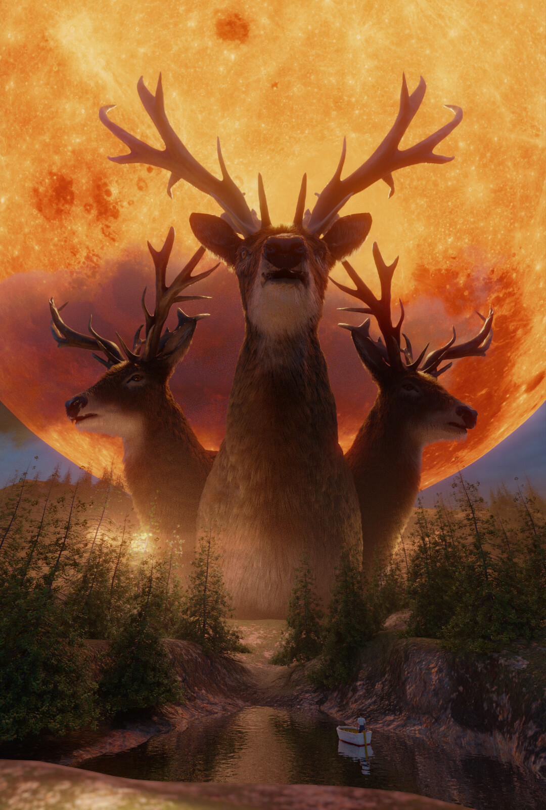 ArtStation - deer, the king of the forest