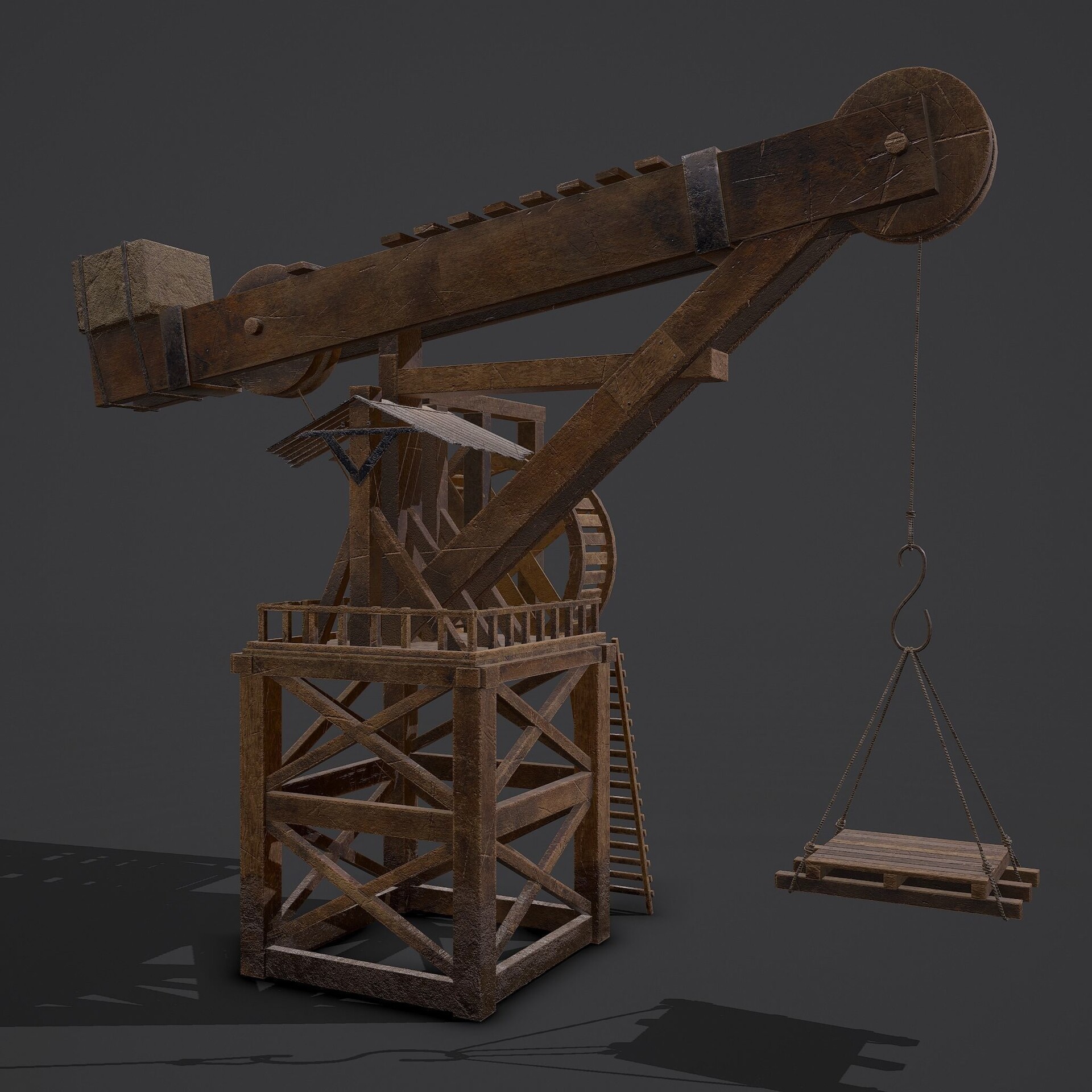 get-dex-entertainment-medieval-wooden-crane-3d-model-low-poly-obj-fbx ...