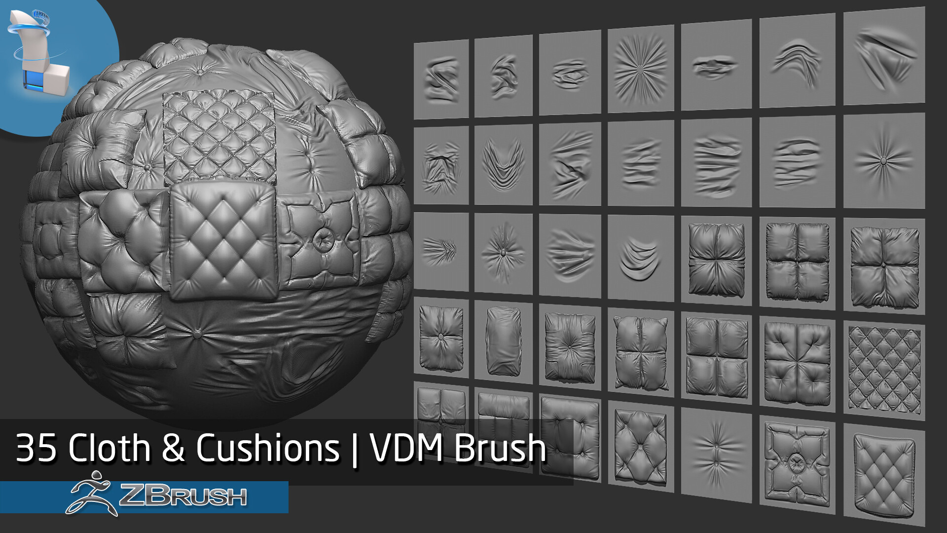 ArtStation - Zbrush - 35 Cloth and Cushions VDM Brush