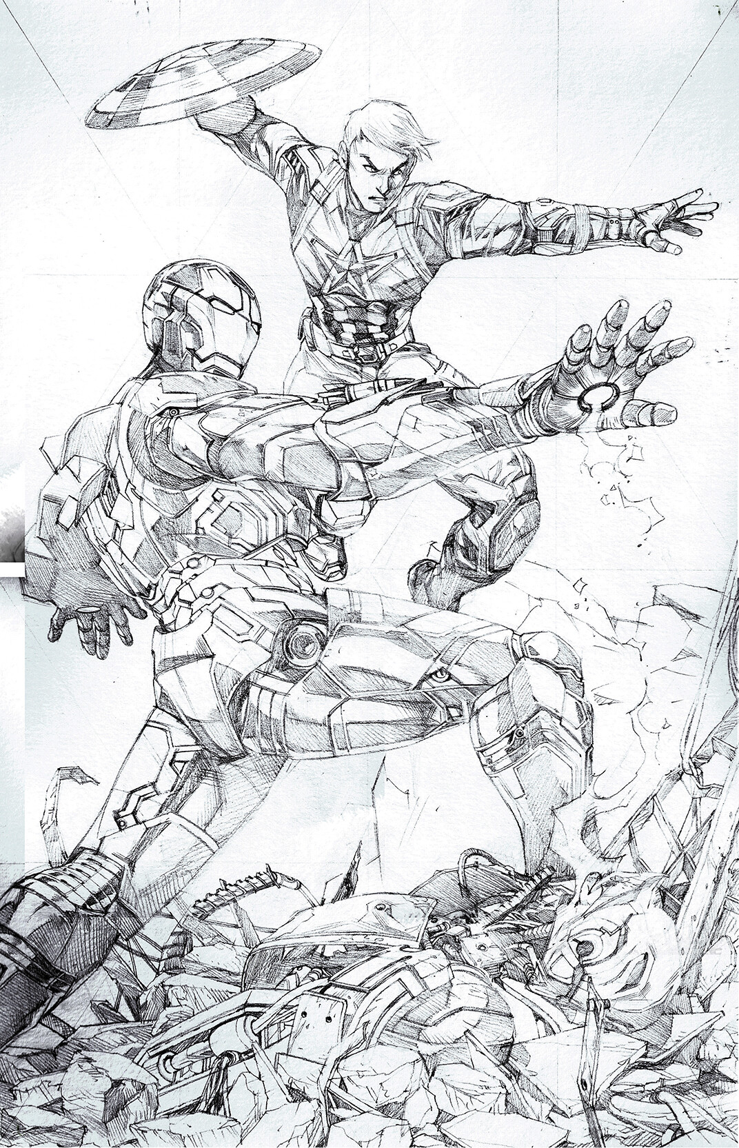 how to draw iron man vs captain america