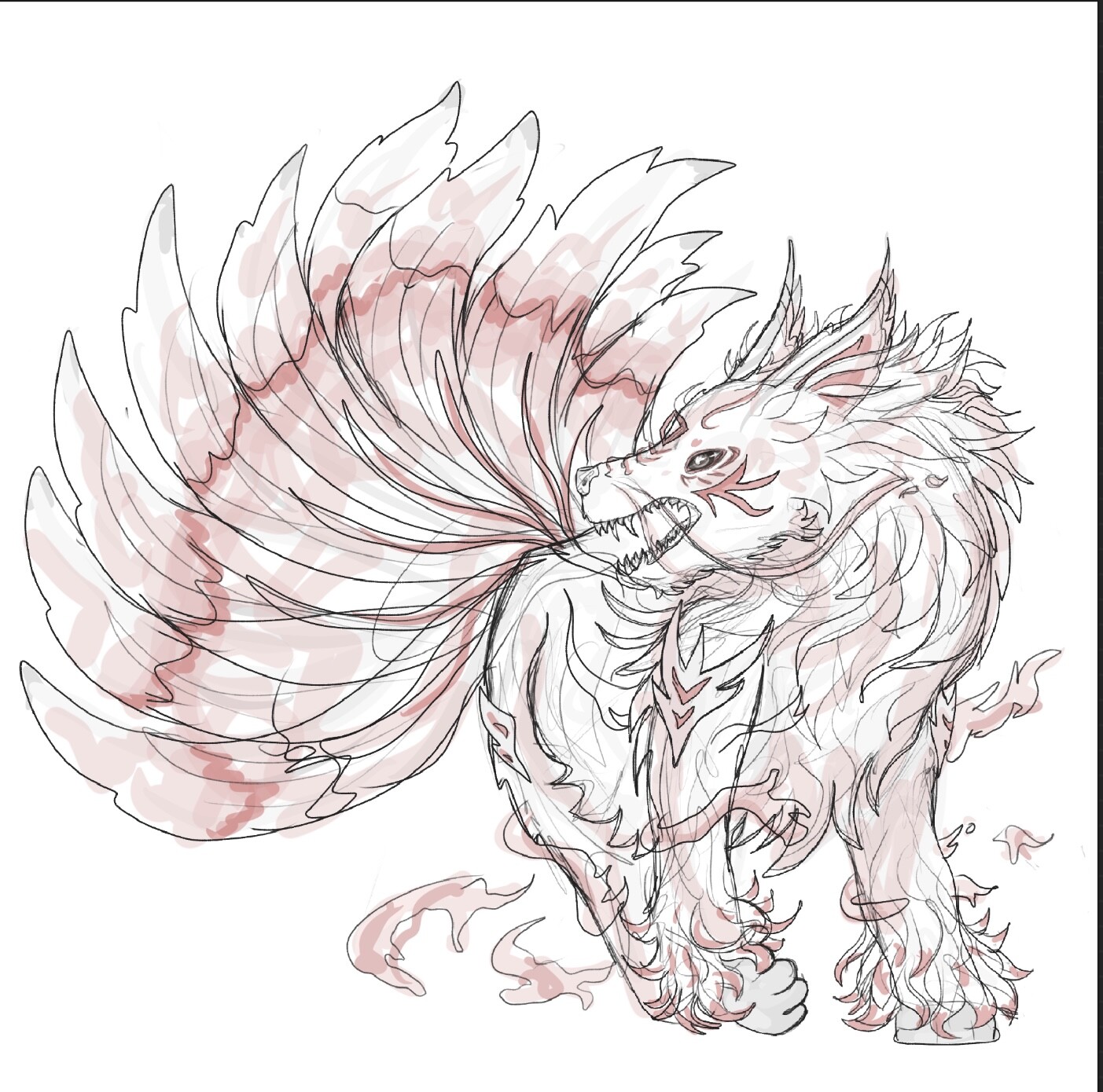 how to draw the nine tailed fox