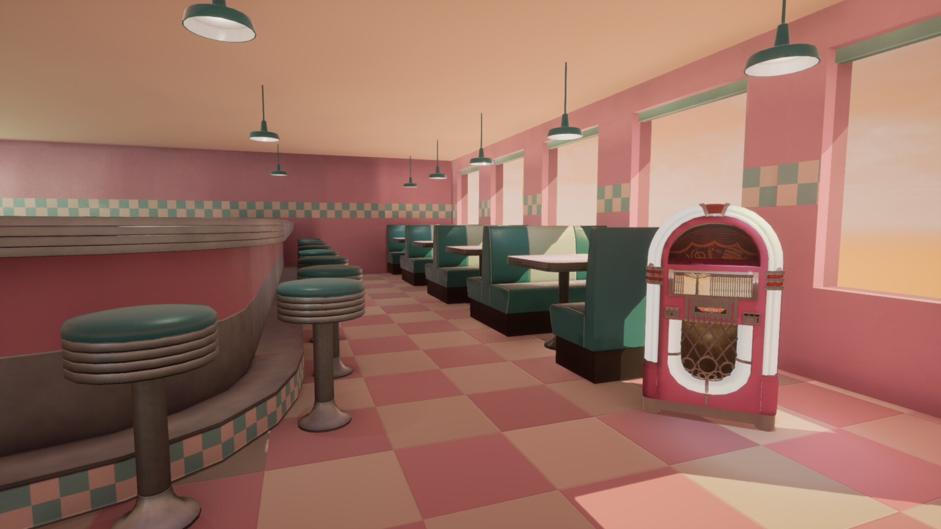 ArtStation - 50's Diner Scene