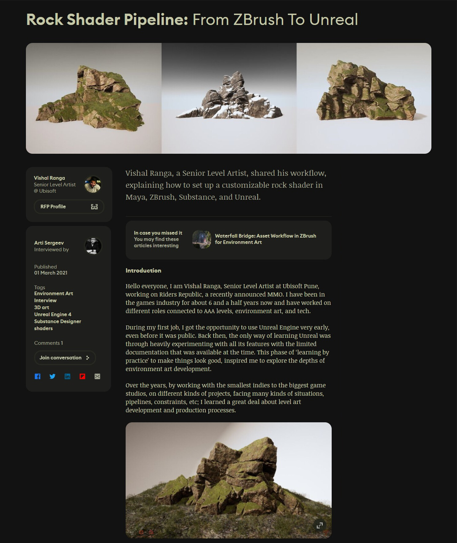 Vishal Ranga Portfolio - 80 Level Breakdown: Rock Creation & Shader ...