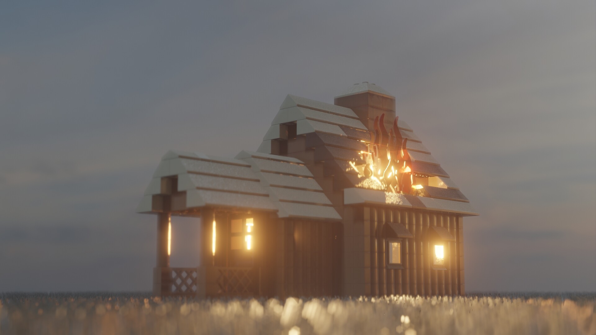 ArtStation - Lego burning building