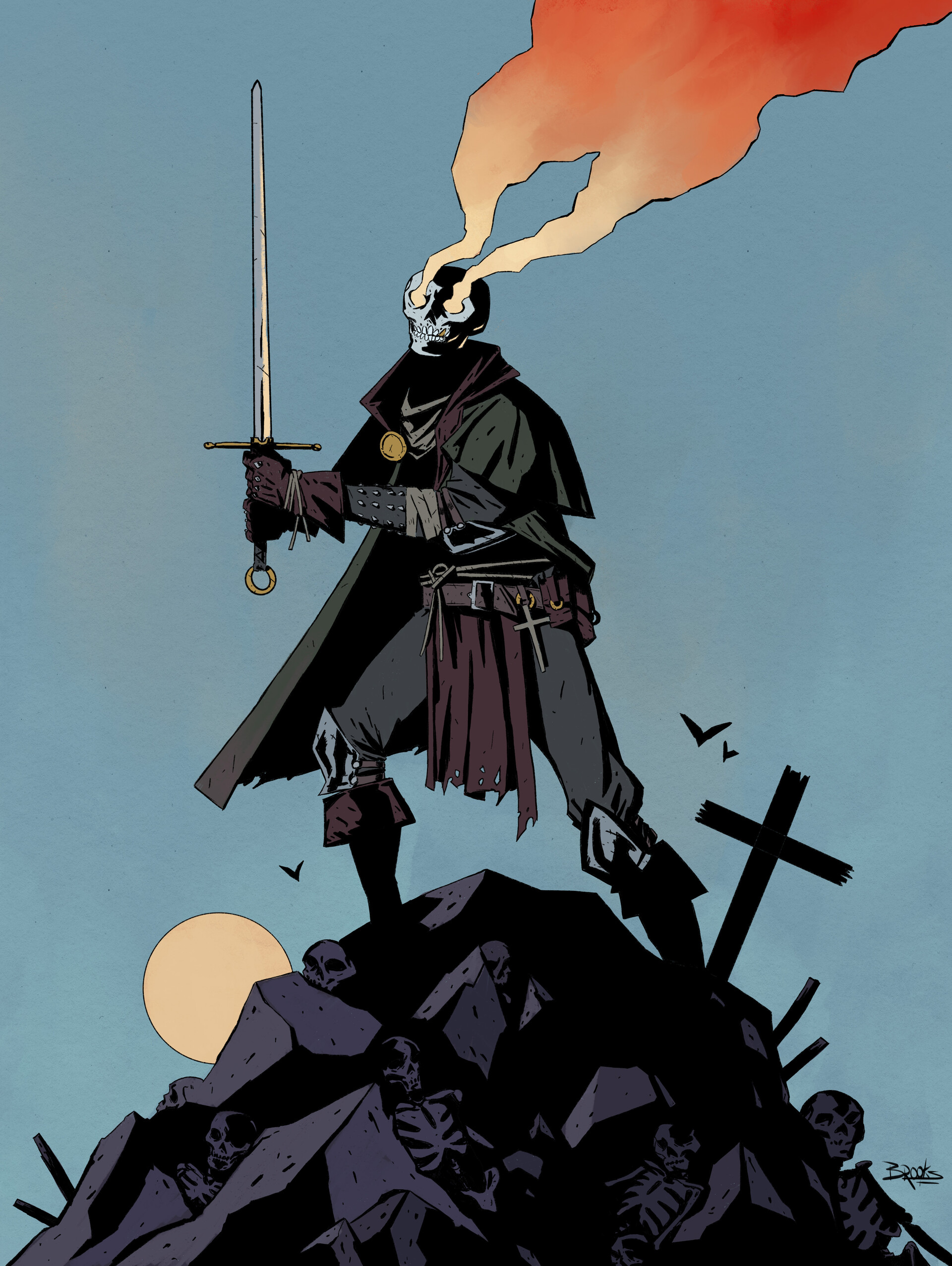 mike mignola art skull