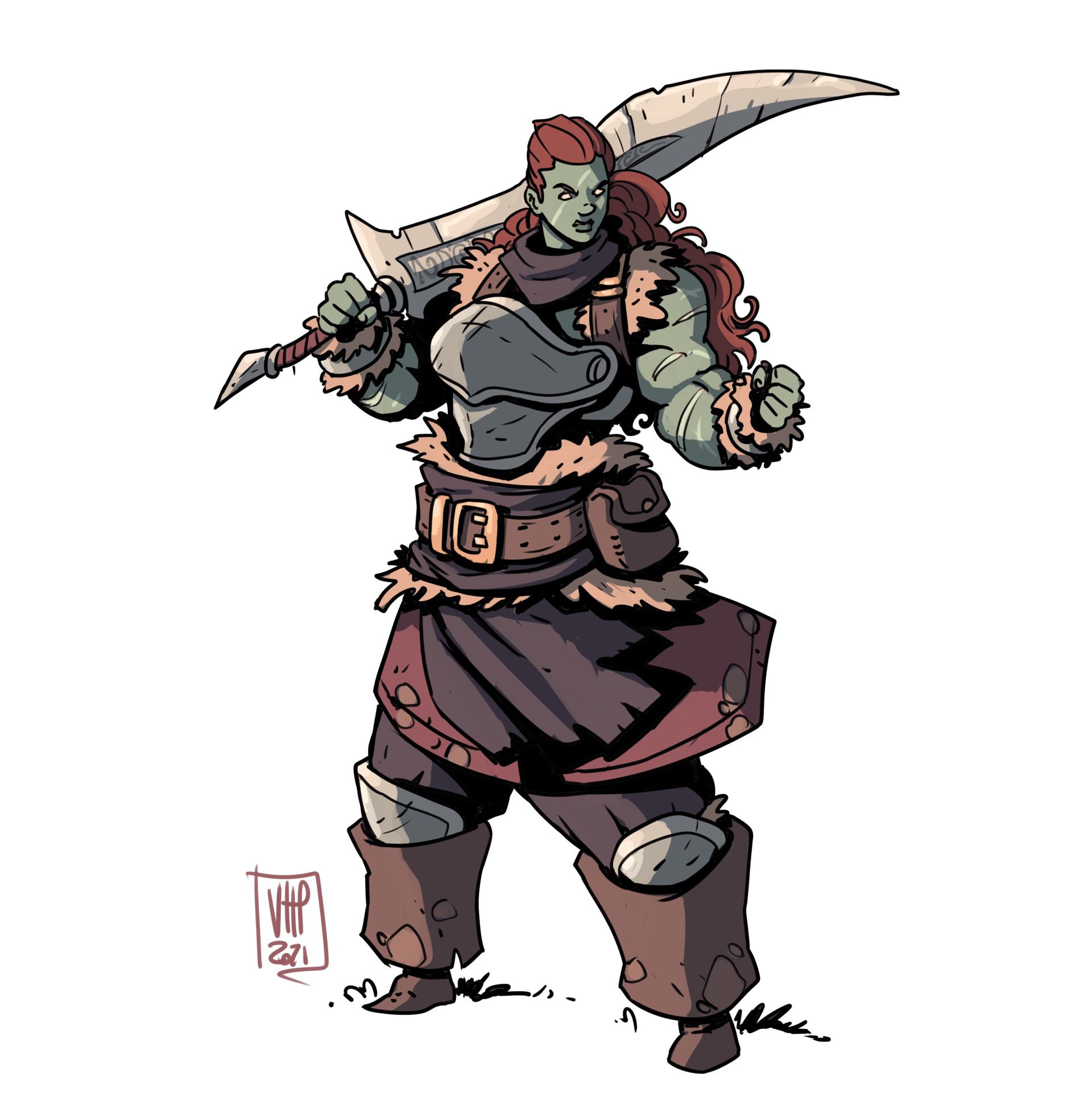 ArtStation - Teenah, half orc barbarian