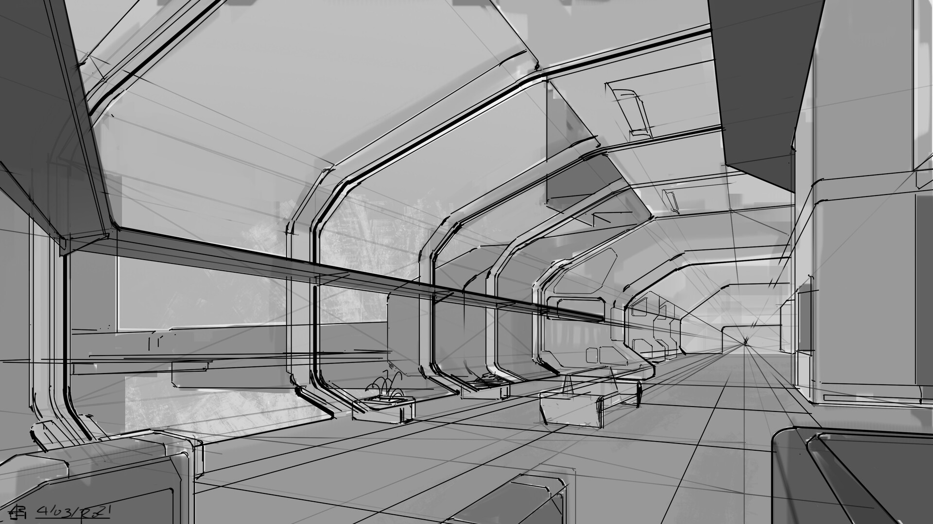 ArtStation - Hardsurface Enviro Interior Practice