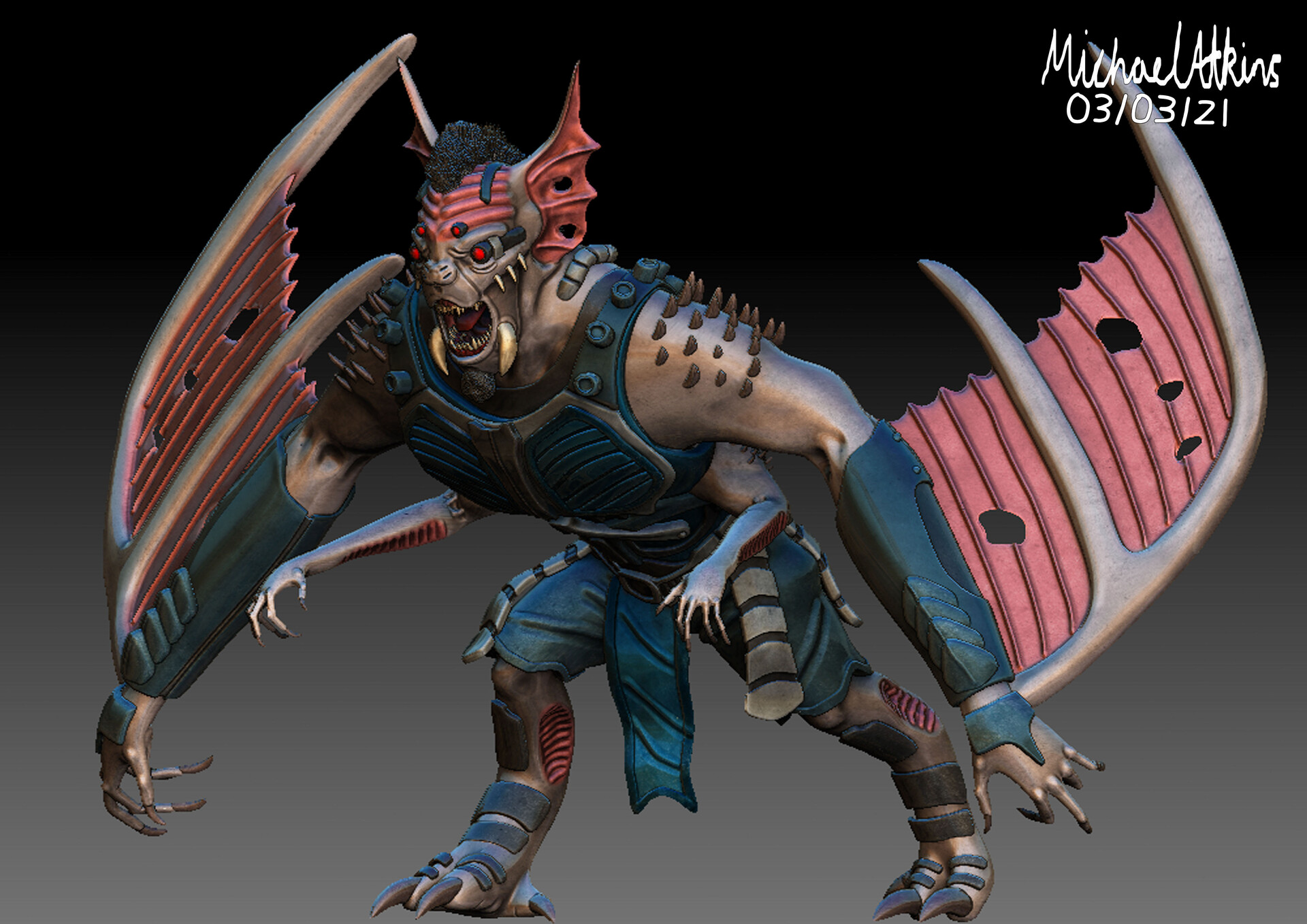 ArtStation - Michael Atkins 3D Bat Alien