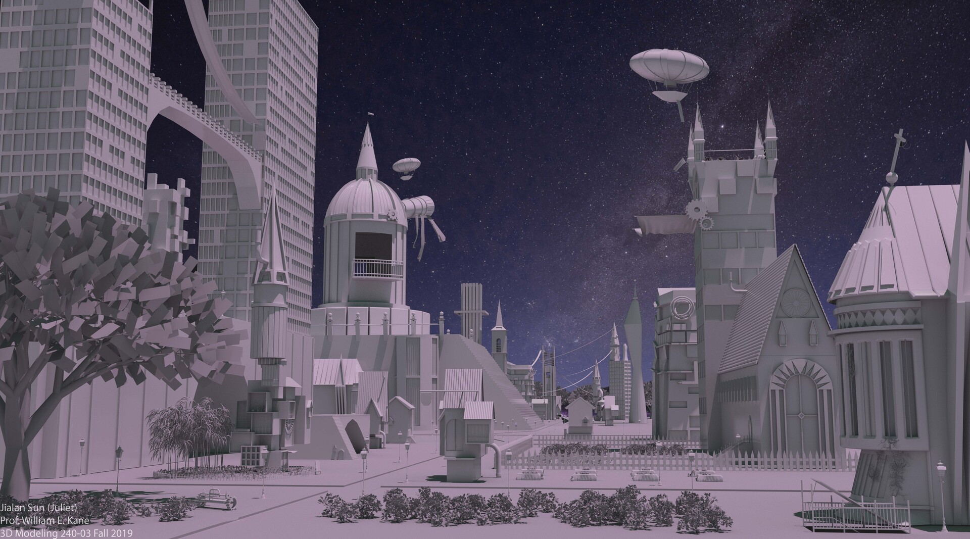 ArtStation - Steampunk town 3D modeling design -2019