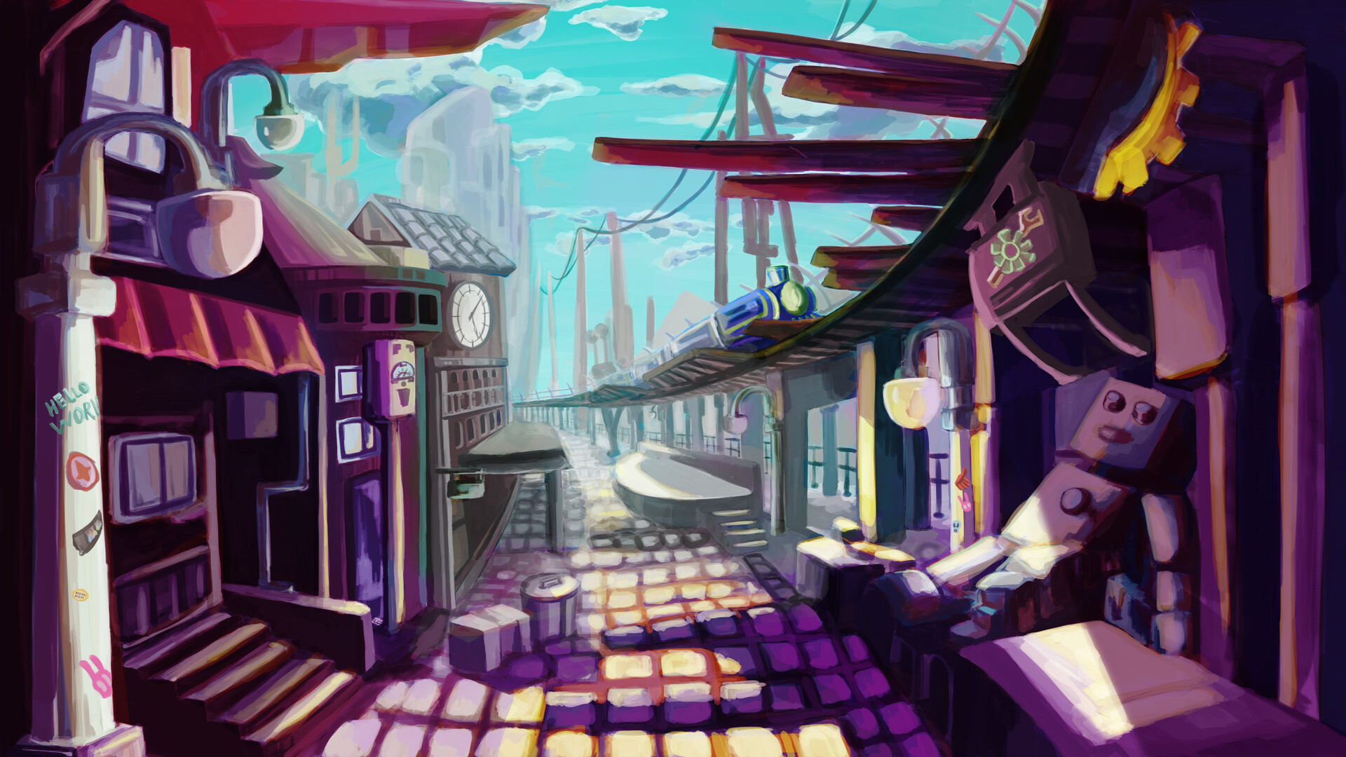 ArtStation - Steampunk Environment Digital Painting