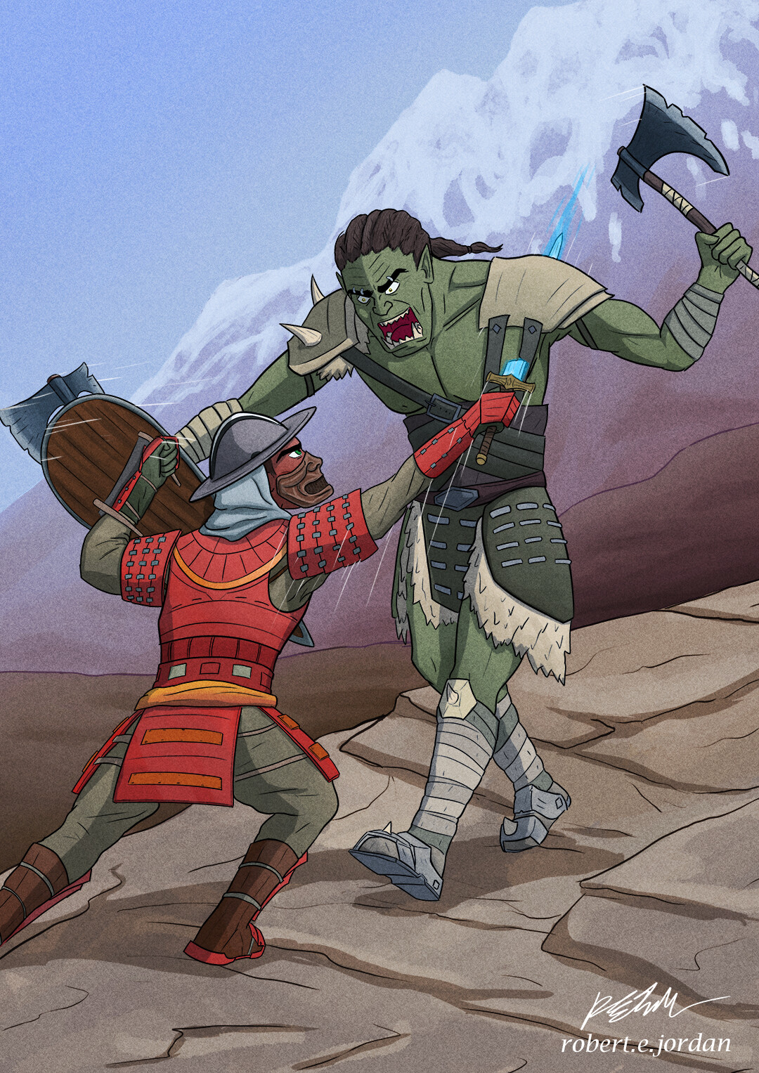 ArtStation - Duel of Warriors-DnD Commission