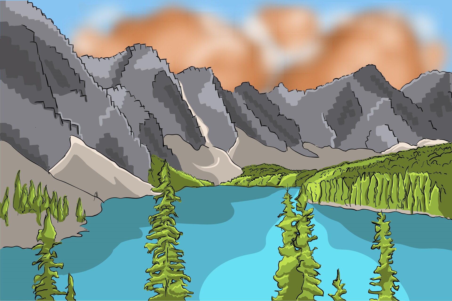 ArtStation - Building Blocks Mountains (trailer illustration)