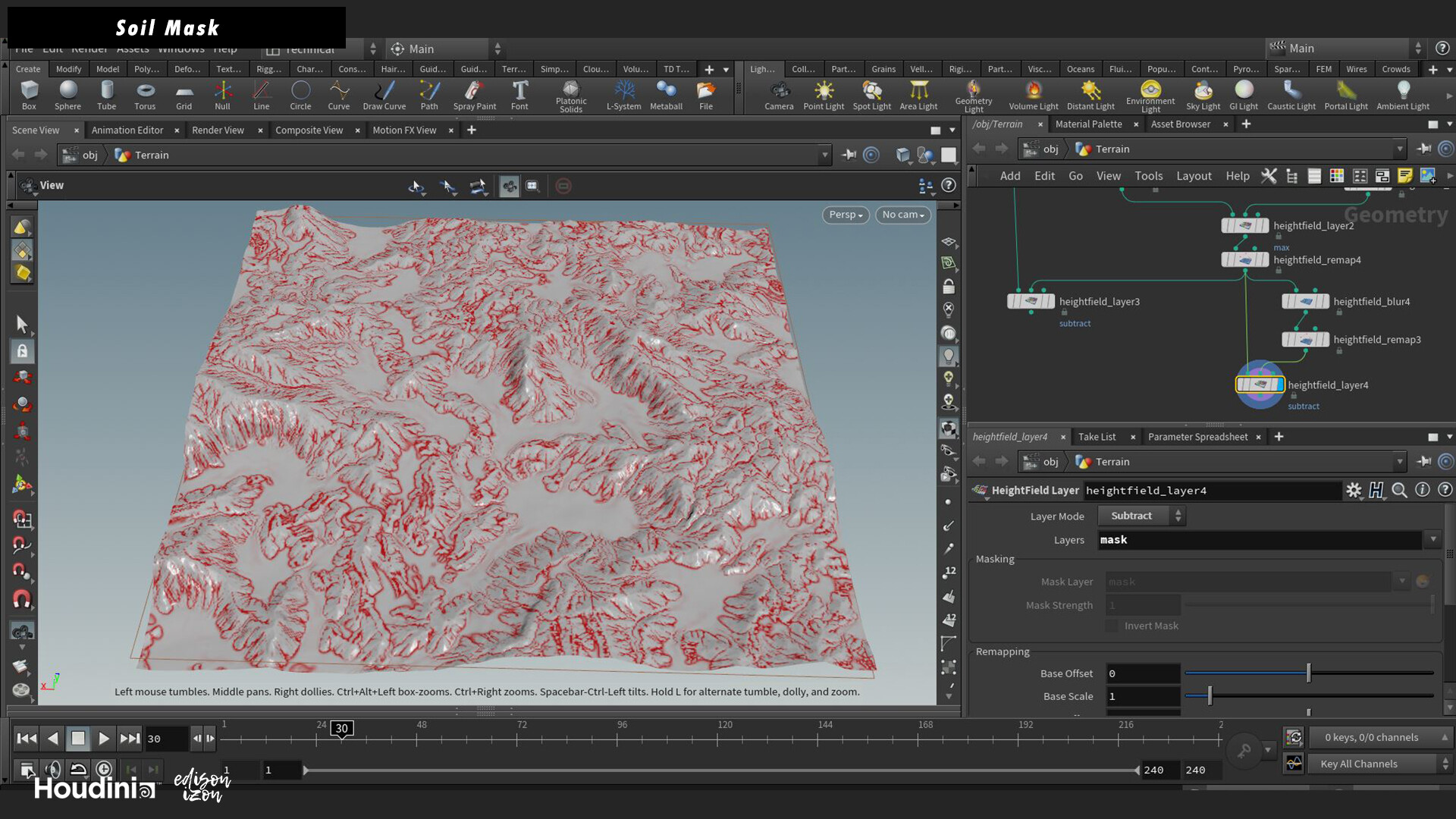 Edison - Creating Terrain, Masks, and Scattering Proxy in Houdini ...