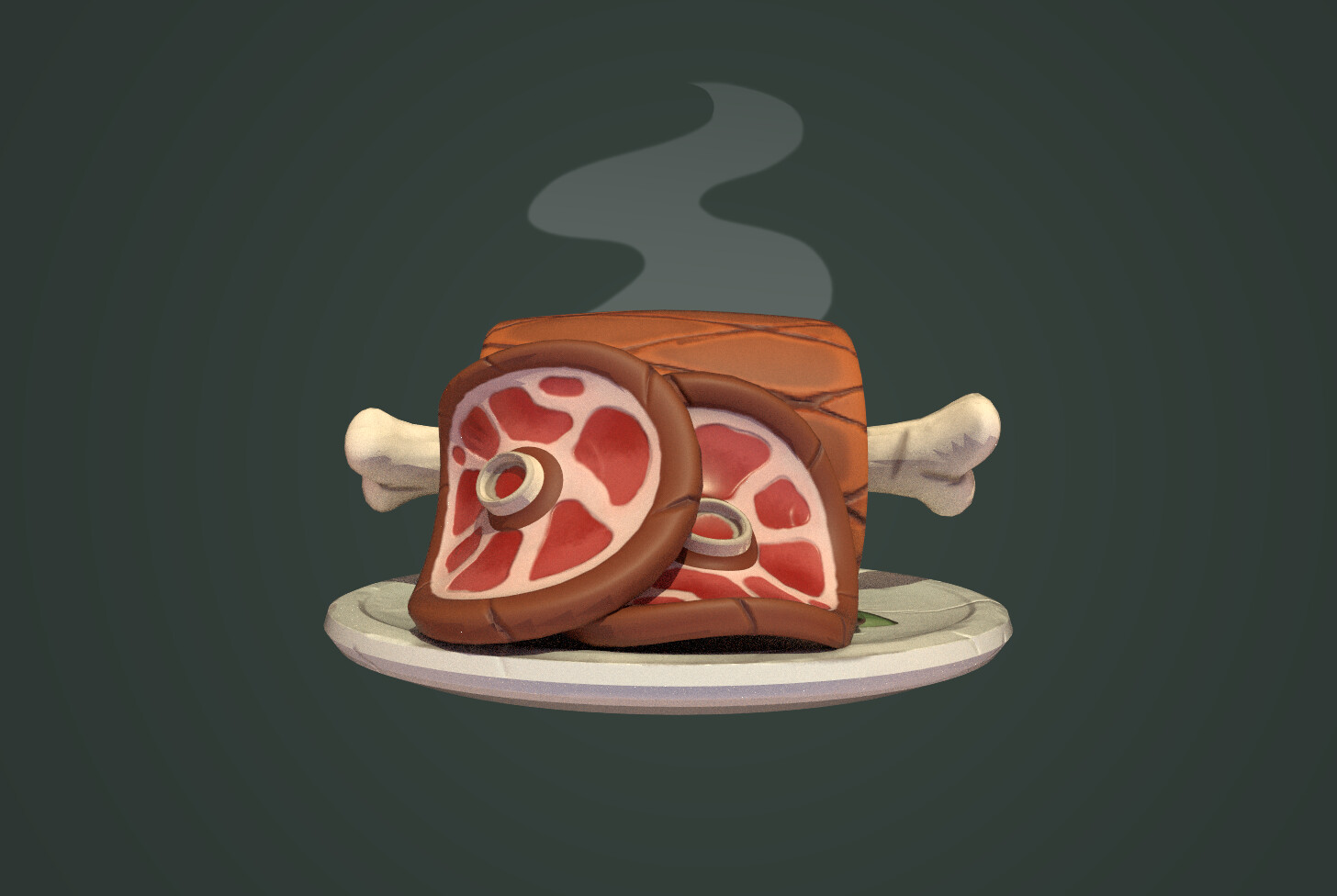 ArtStation - Stylized Meat-Bone on a Plate