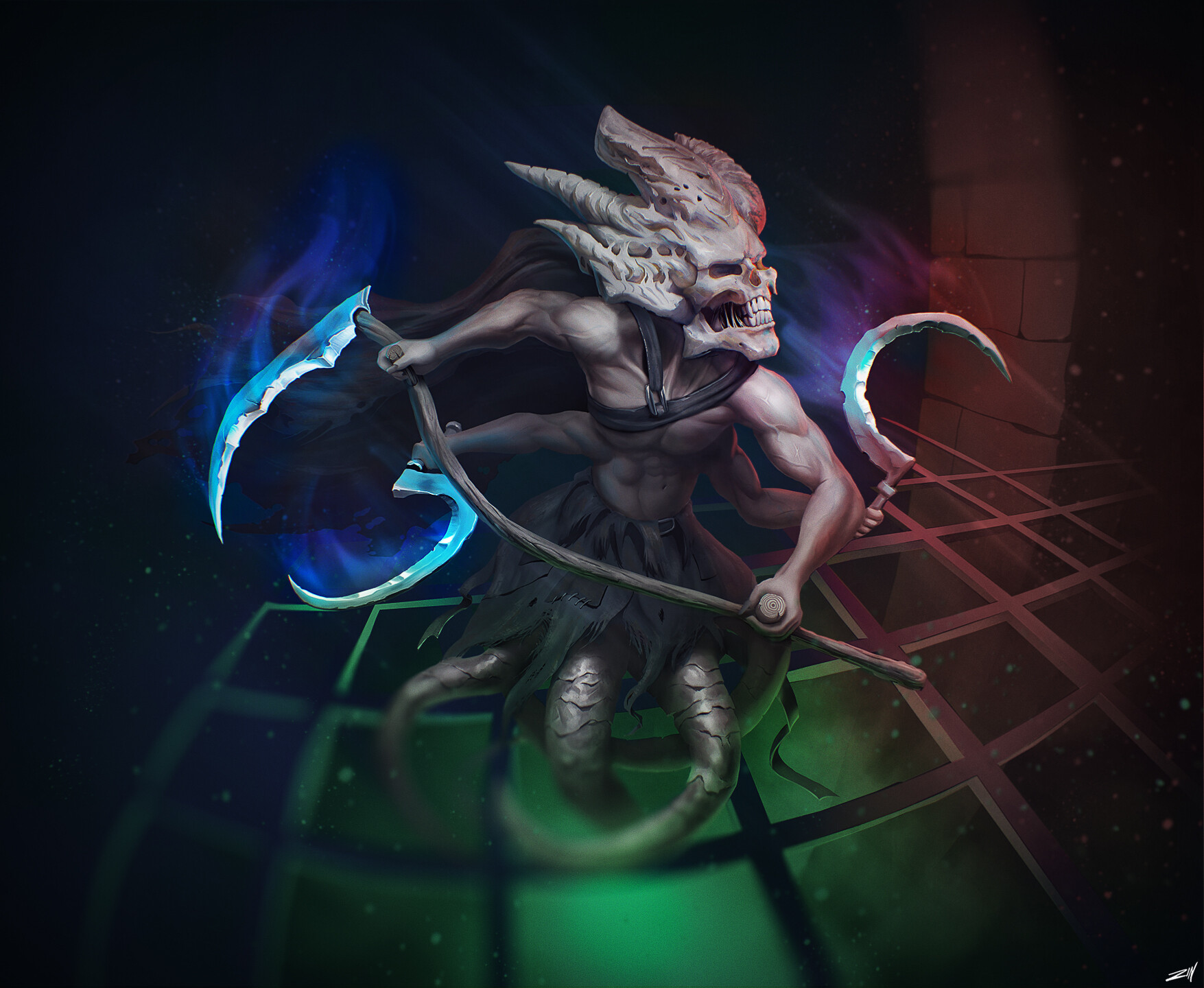 ArtStation - Demon with scythe and sickles