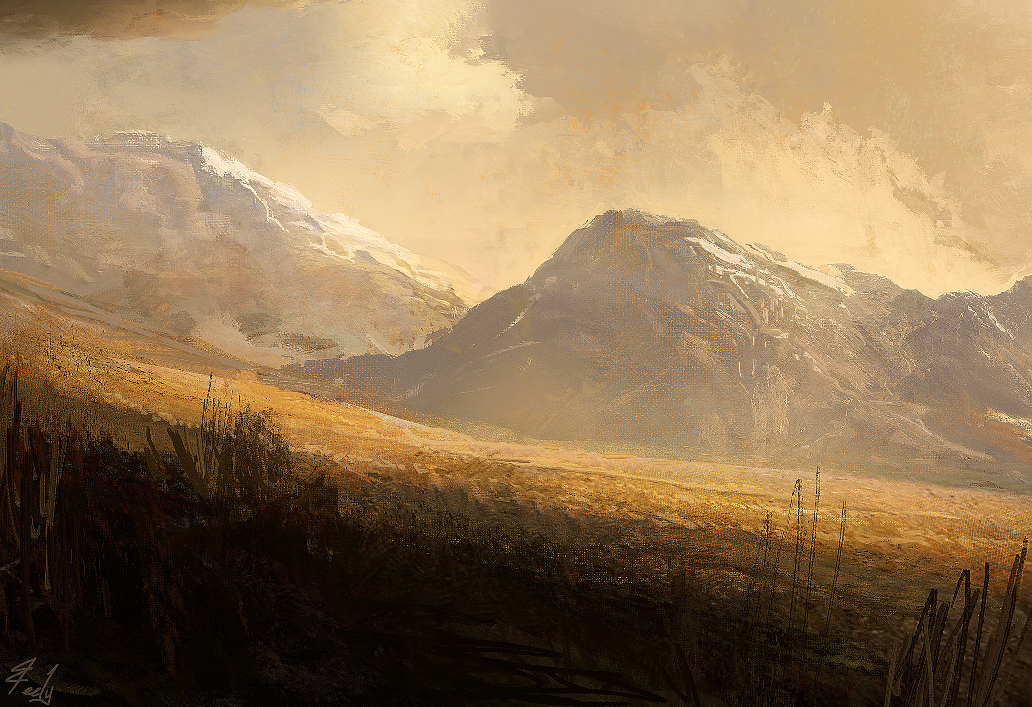 Golden Peaks by Joseph Feely : r/ImaginaryWildlands