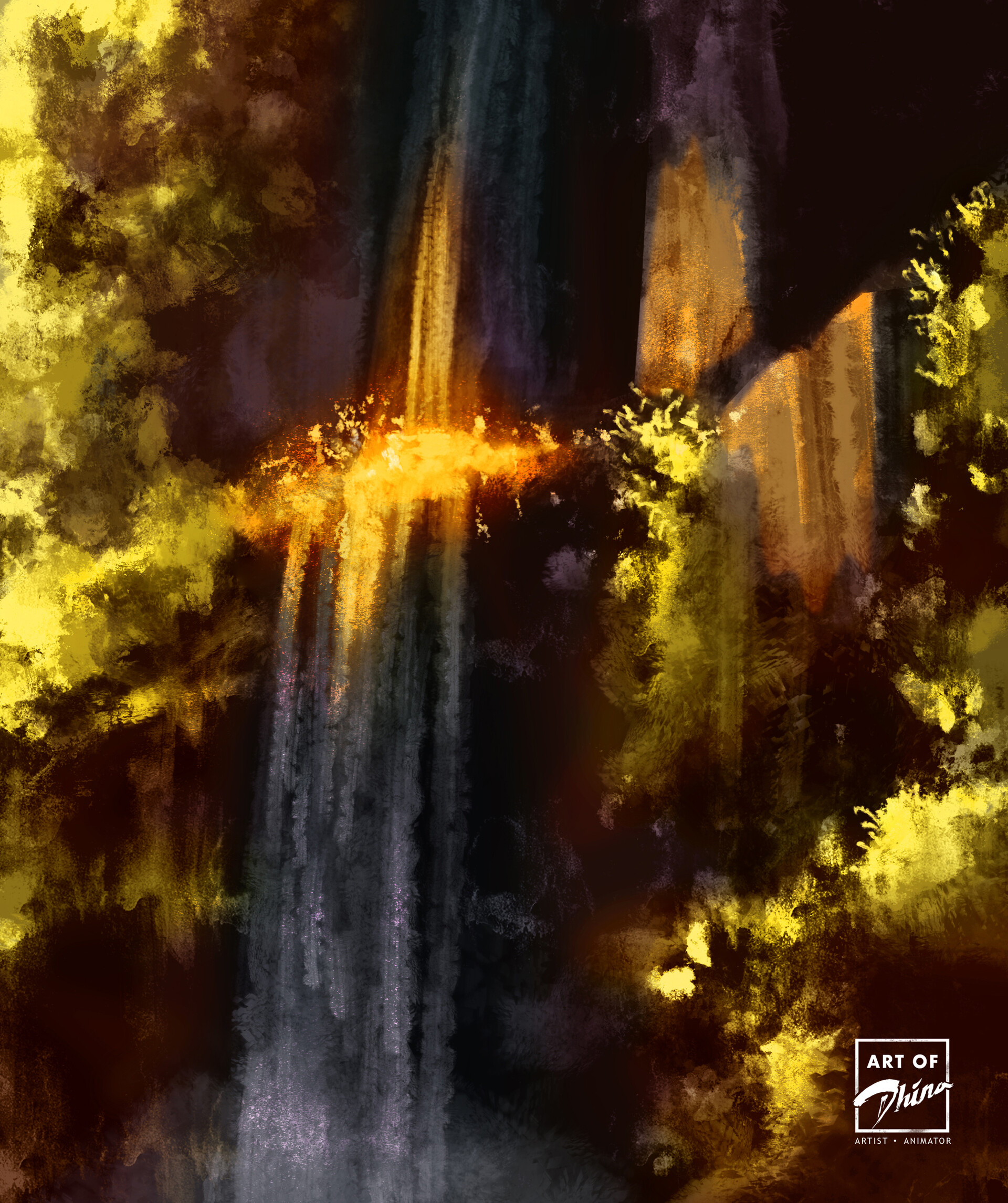 ArtStation - waterfall light feel