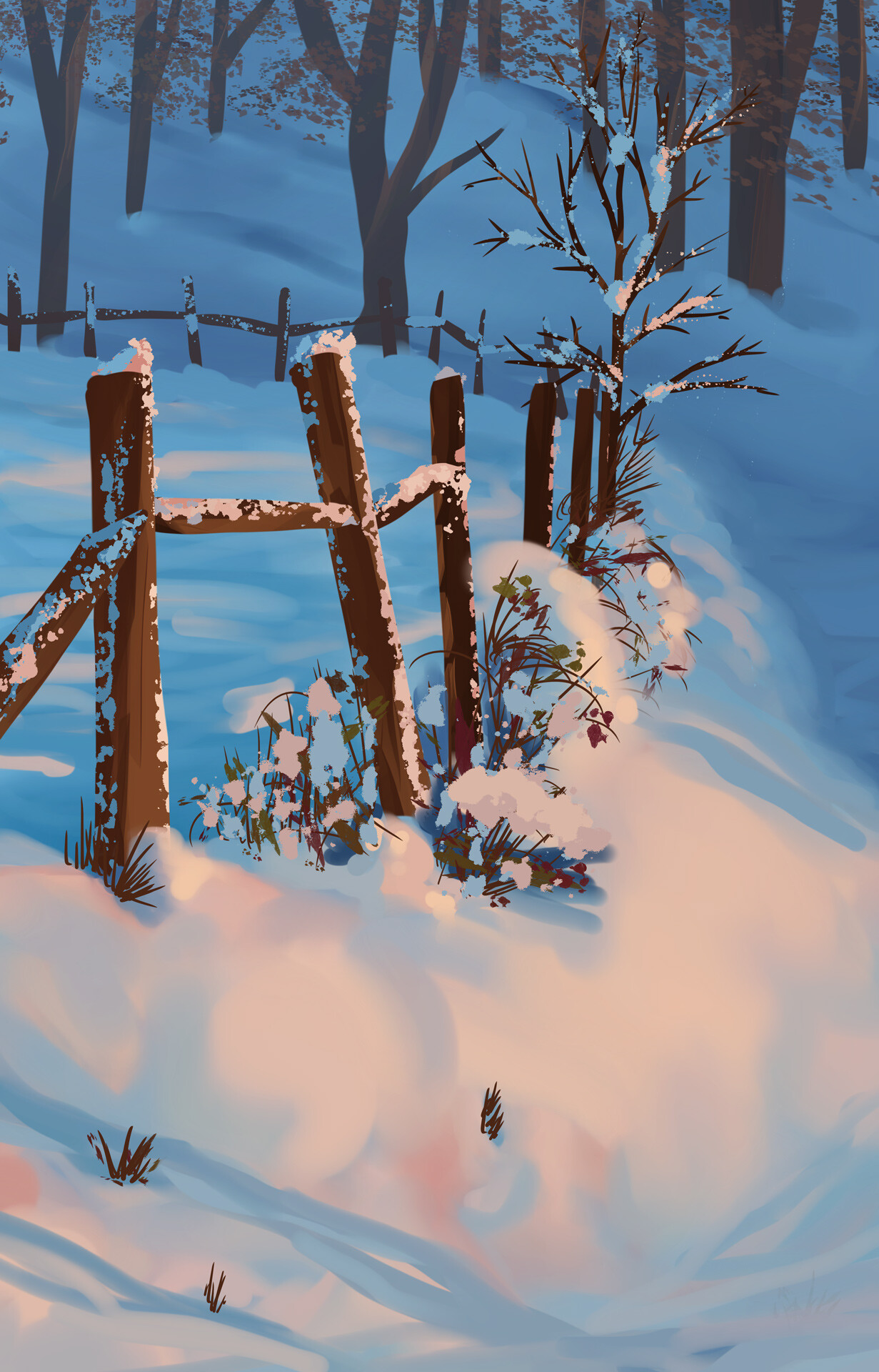 ArtStation - Fence in the snow