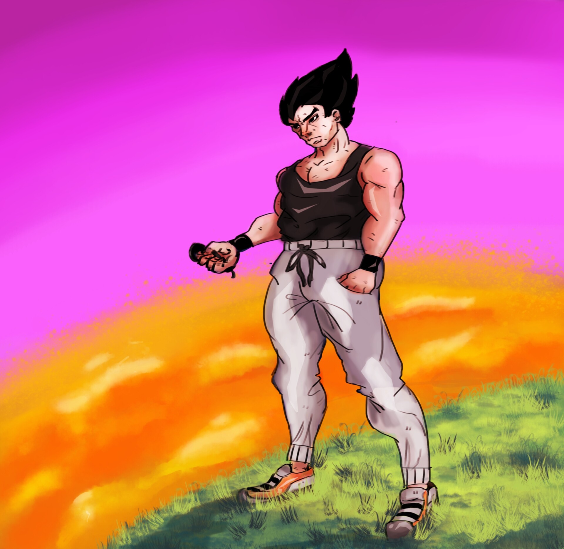 ArtStation - Vegeta on king kai planet